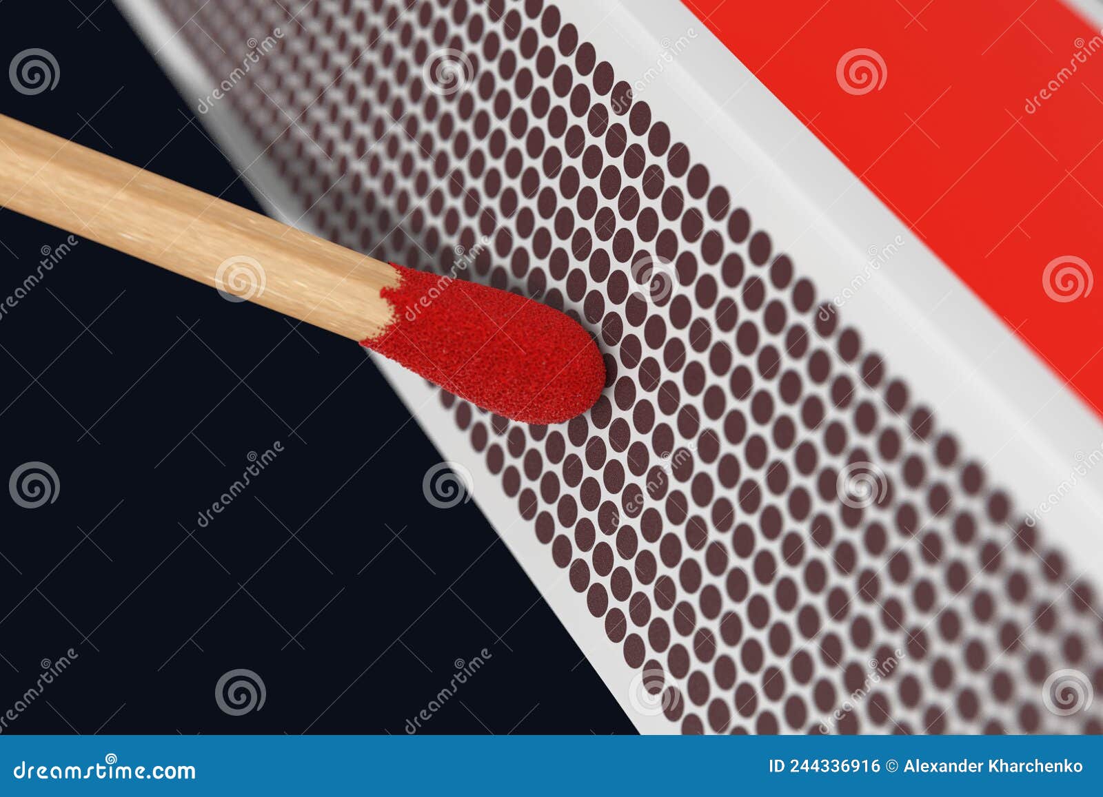 Match with Red Matchbox Extreme Closeup. 3d Rendering Stock Photo ...
