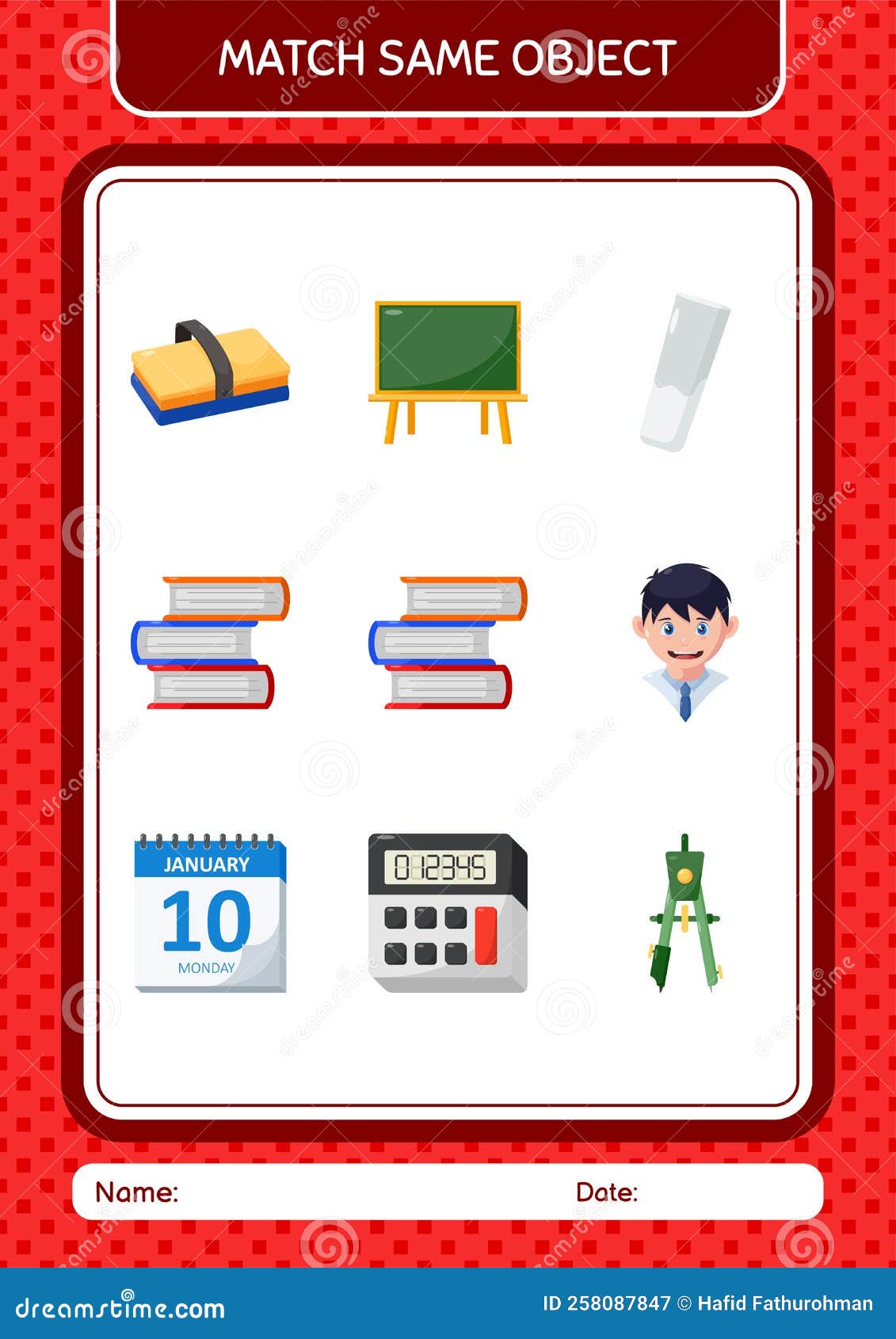 Match with Same Object Game Book. Worksheet for Preschool Kids, Kids ...