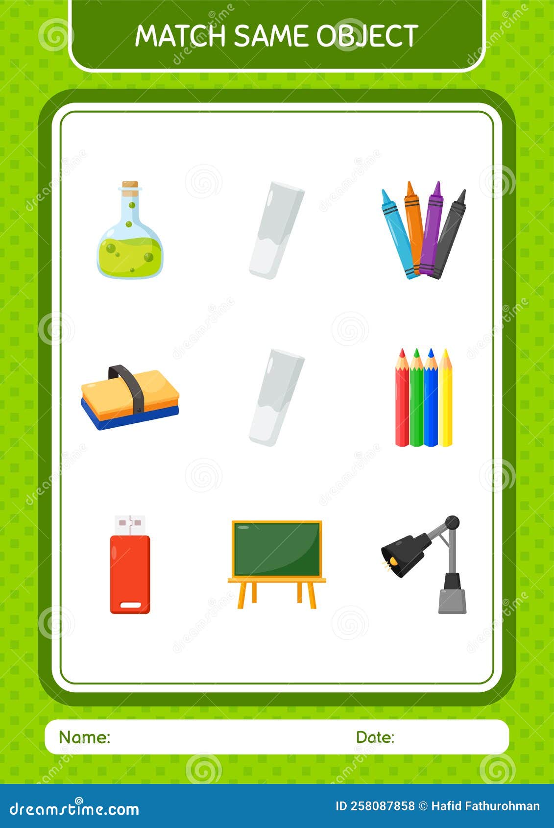 Match with Same Object Game Chalk. Worksheet for Preschool Kids, Kids ...