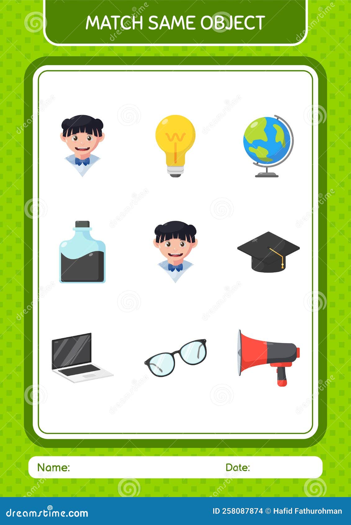 Match with Same Object Game Girl. Worksheet for Preschool Kids, Kids ...