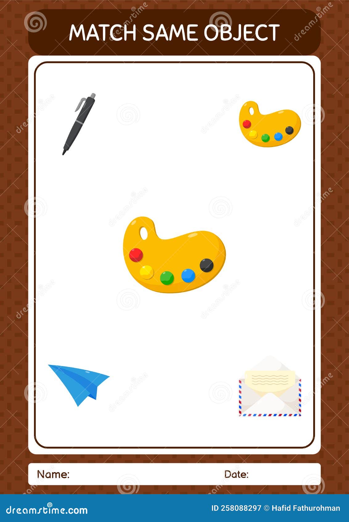 Match with Same Object Game Paint Palette. Worksheet for Preschool Kids ...