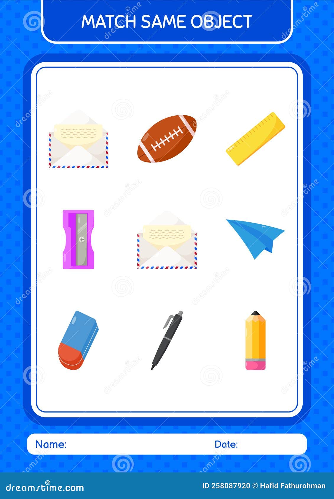 Match with Same Object Game Paper Mail. Worksheet for Preschool Kids ...