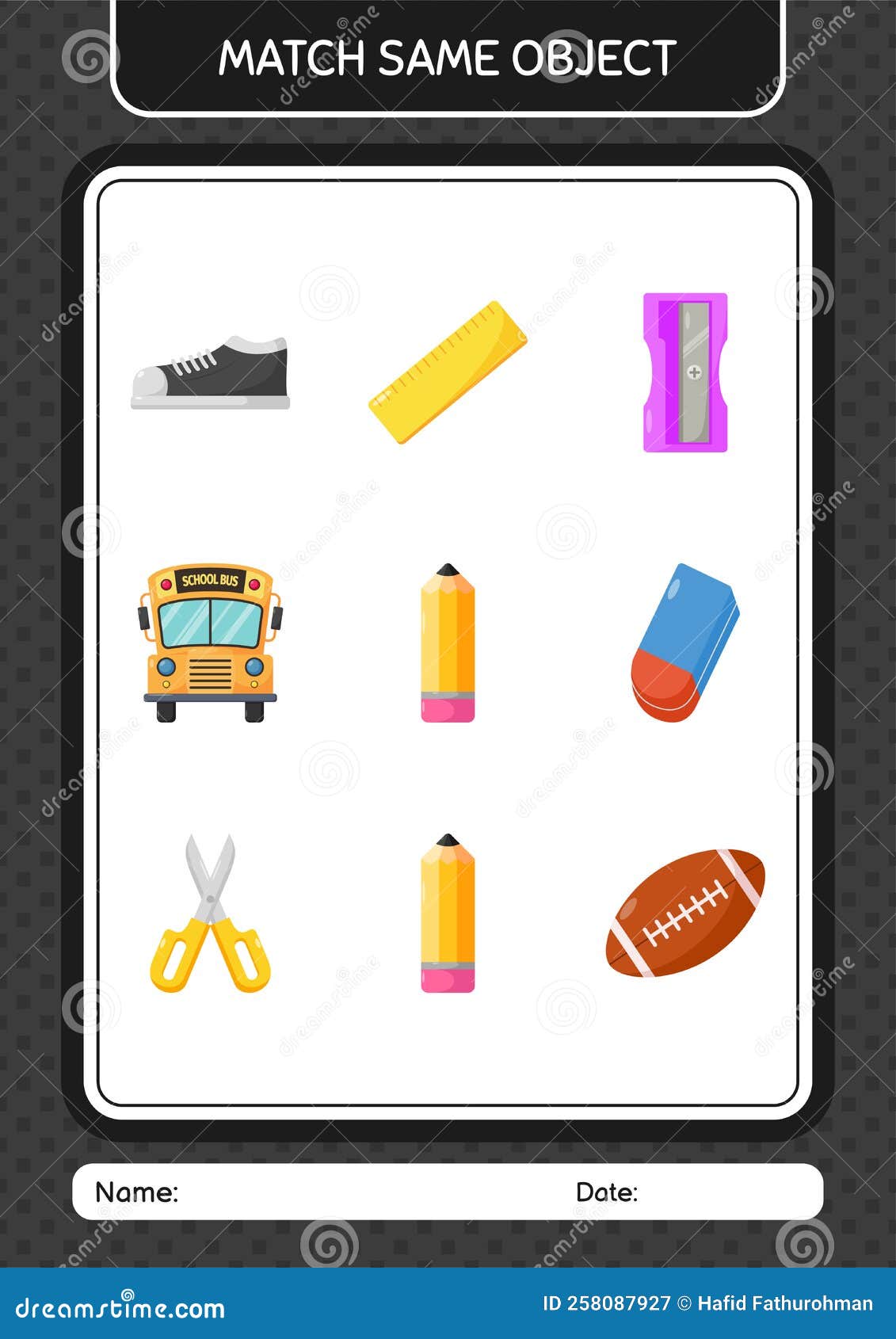 Match with Same Object Game Pencil. Worksheet for Preschool Kids, Kids ...