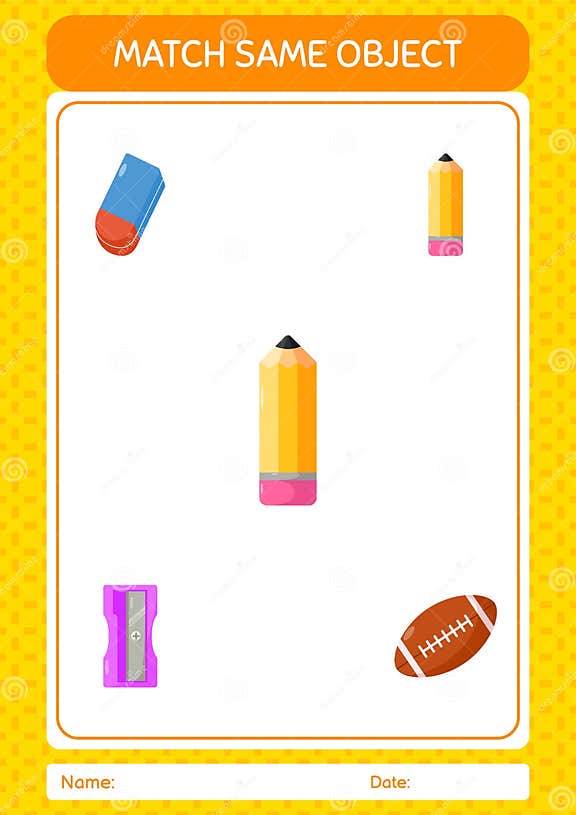 Match with Same Object Game Pencil. Worksheet for Preschool Kids, Kids ...