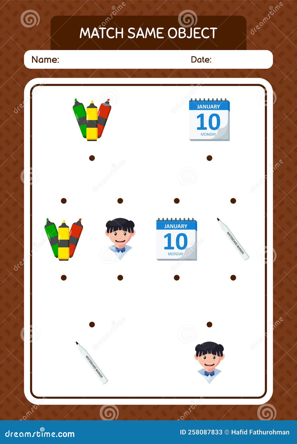 Match with Same Object Game Summer Icon. Worksheet for Preschool Kids ...