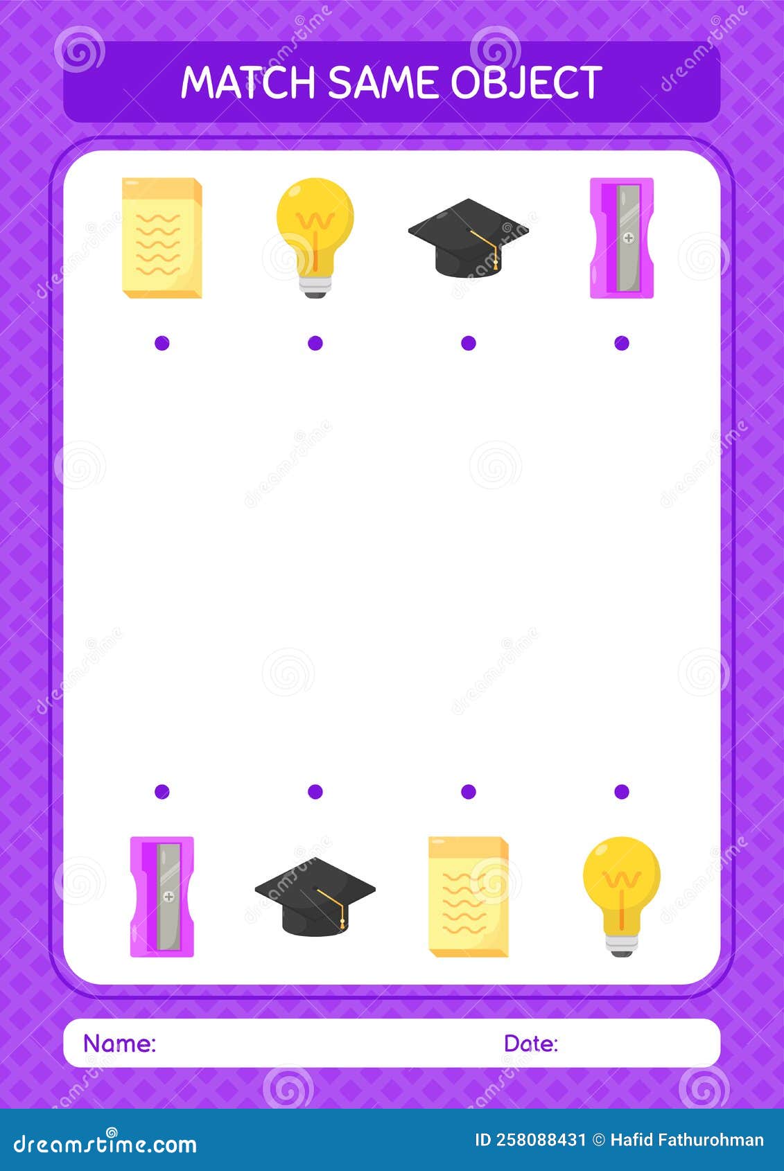 Match with Same Object Game Summer Icon. Worksheet for Preschool Kids ...
