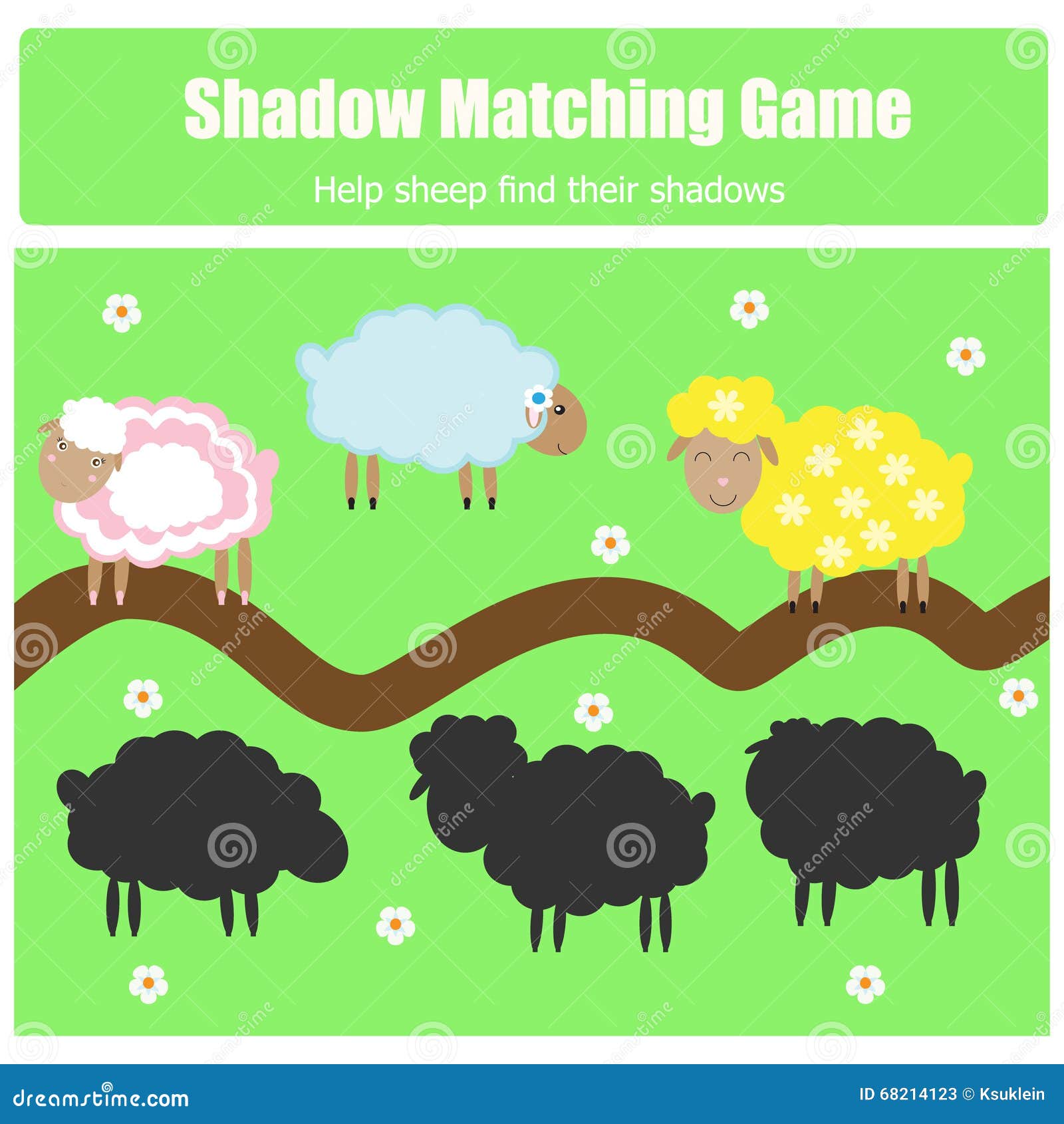 Match the Shadow Children Game Stock Vector - Illustration of pink ...