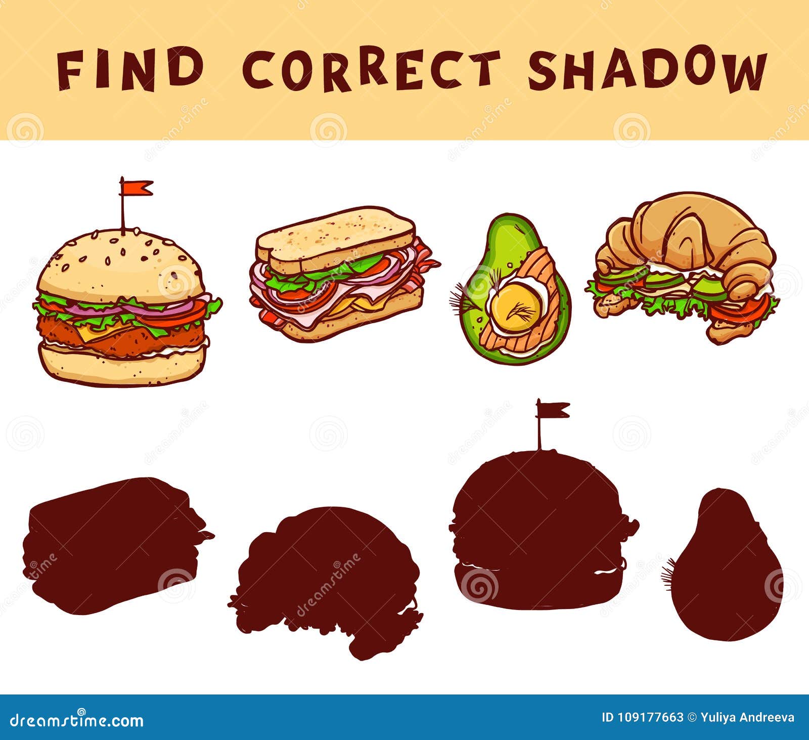 Match the Shadow Educational Game for Kids. Vector Learning Activity ...