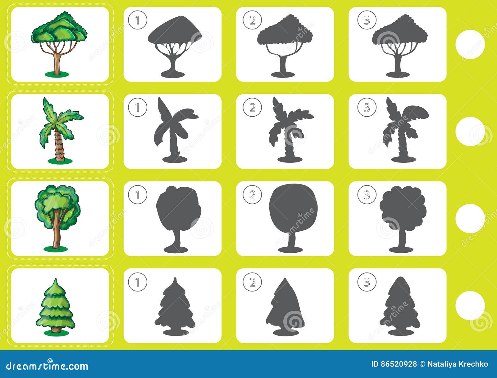 Match To Shadow Visual Puzzle With Spring Birdhouses Cartoon Vector ...