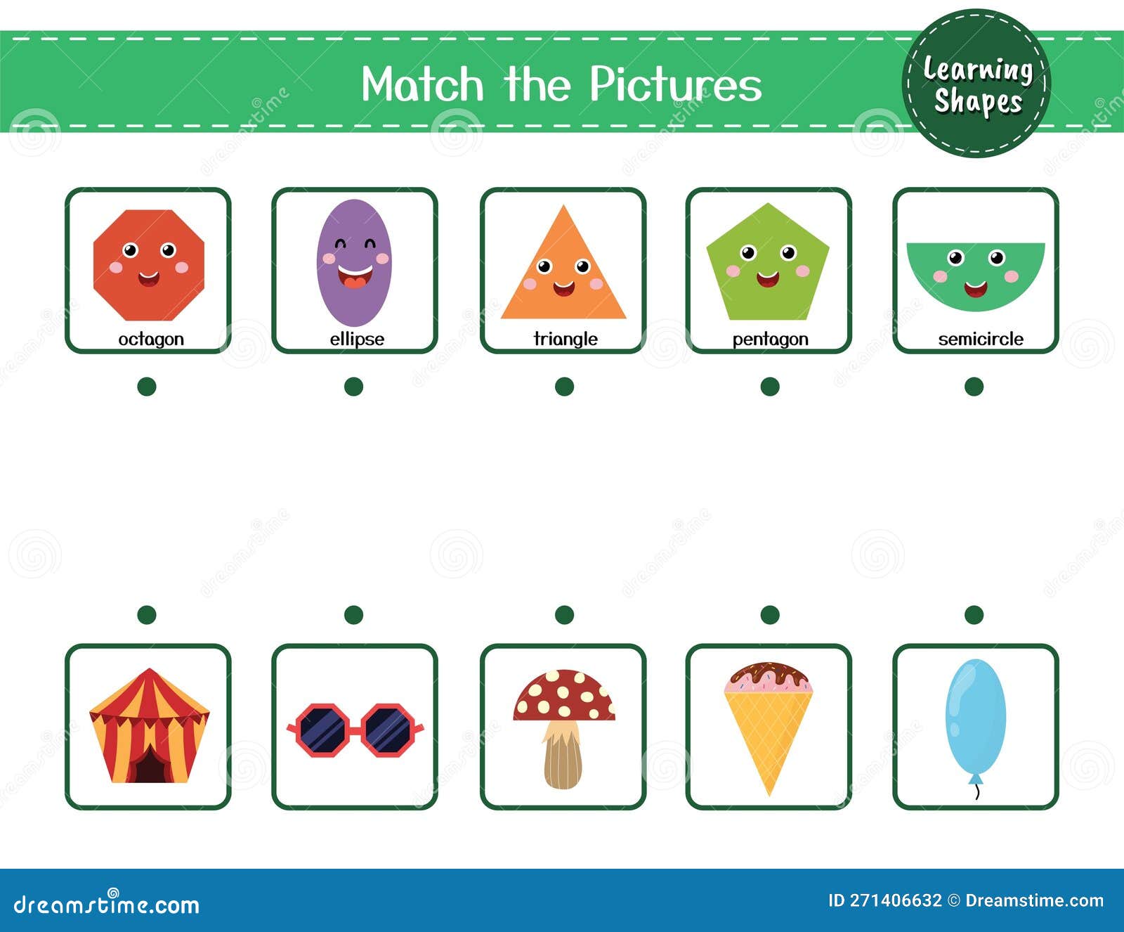 Match the Shapes with Objects Game for Kids. Learning Shapes Activity ...