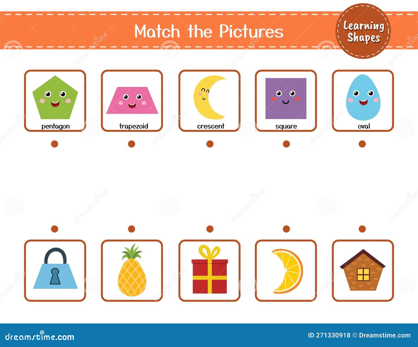 Match the Shapes with Objects. Puzzle Activity Page for Kids Stock ...