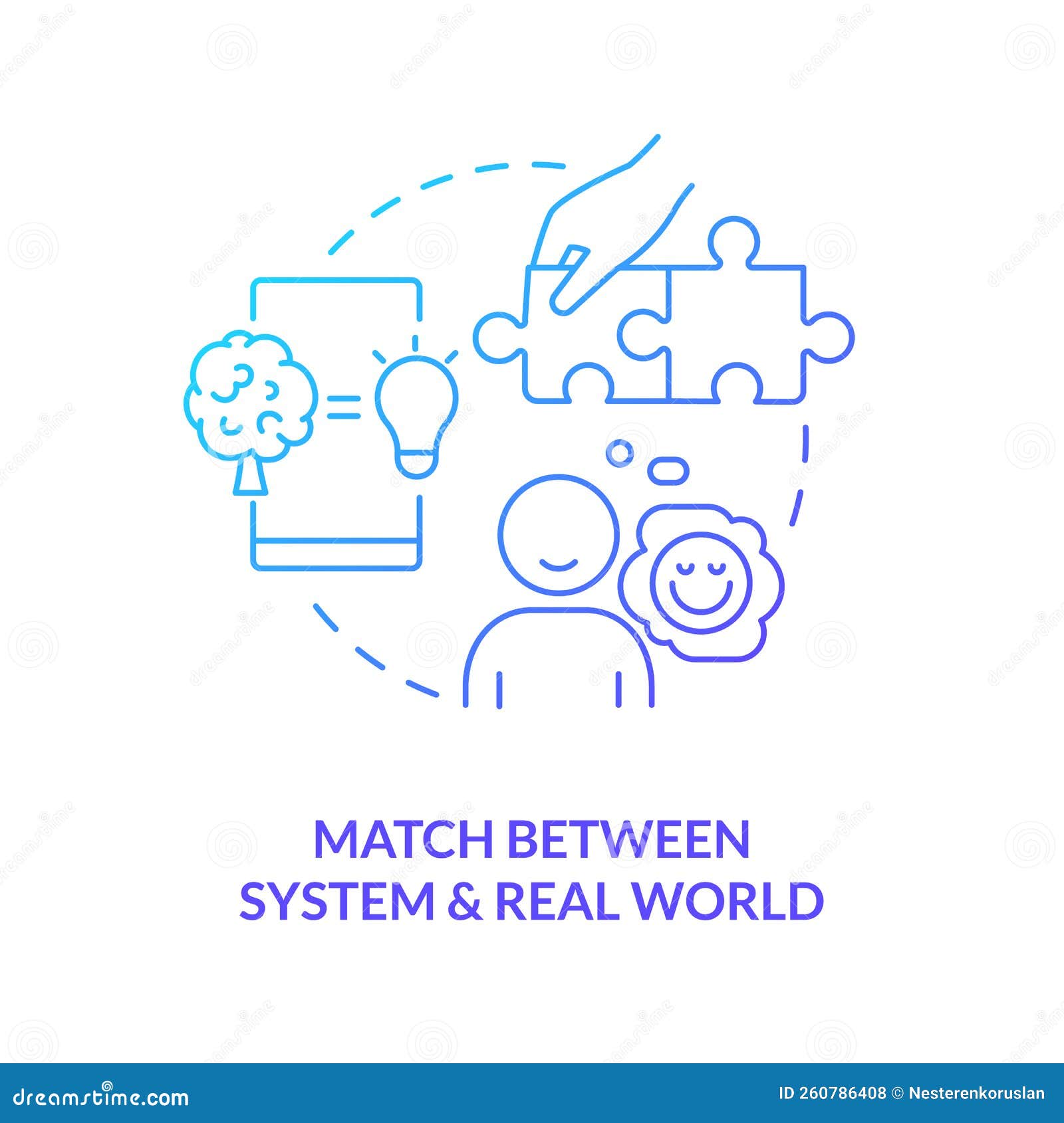 Match between System and Real World Blue Gradient Concept Icon Stock ...