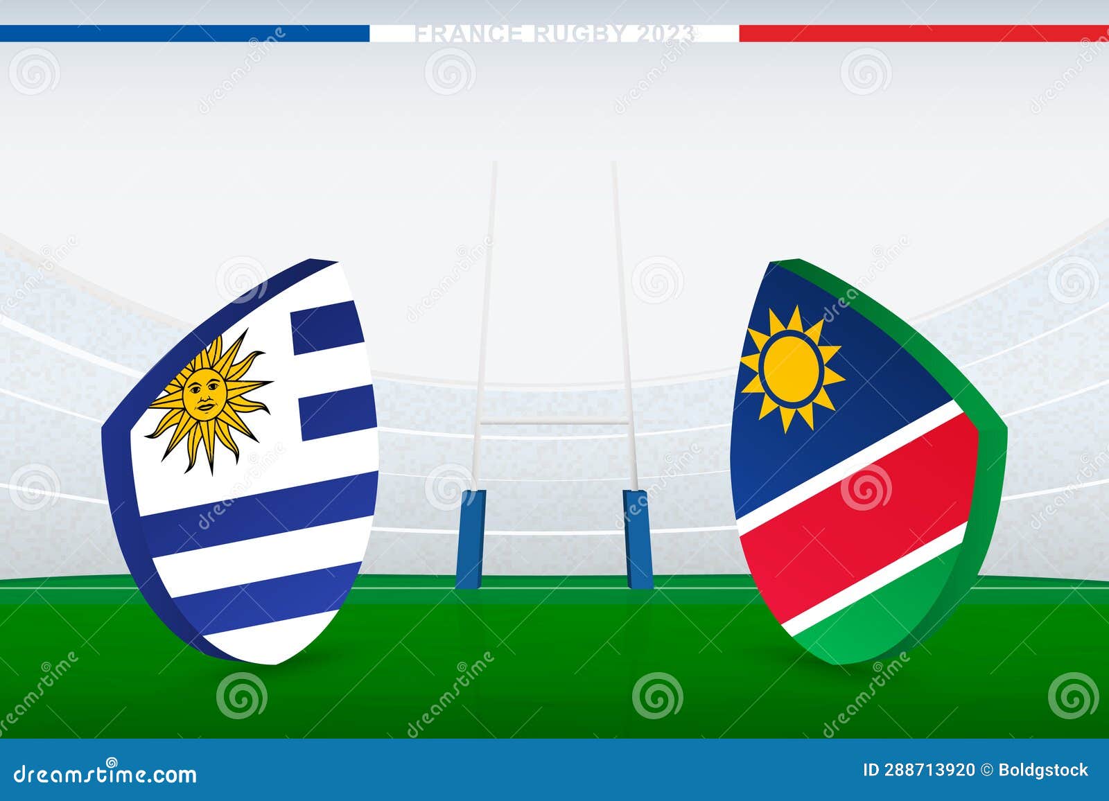 Match between Uruguay and Namibia, Illustration of Rugby Flag Icon on ...