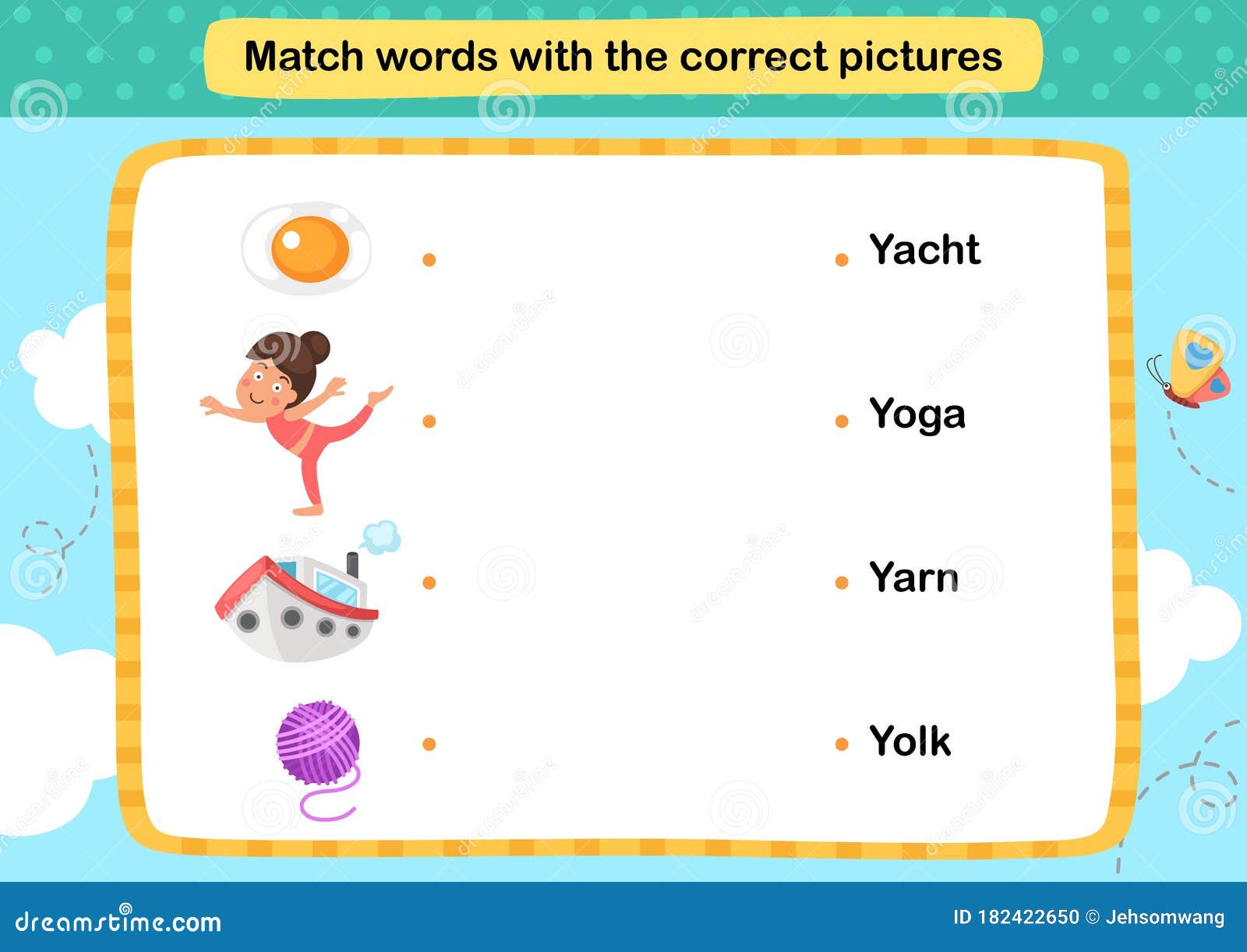 Match Words with the Correct Pictures Stock Vector - Illustration of ...