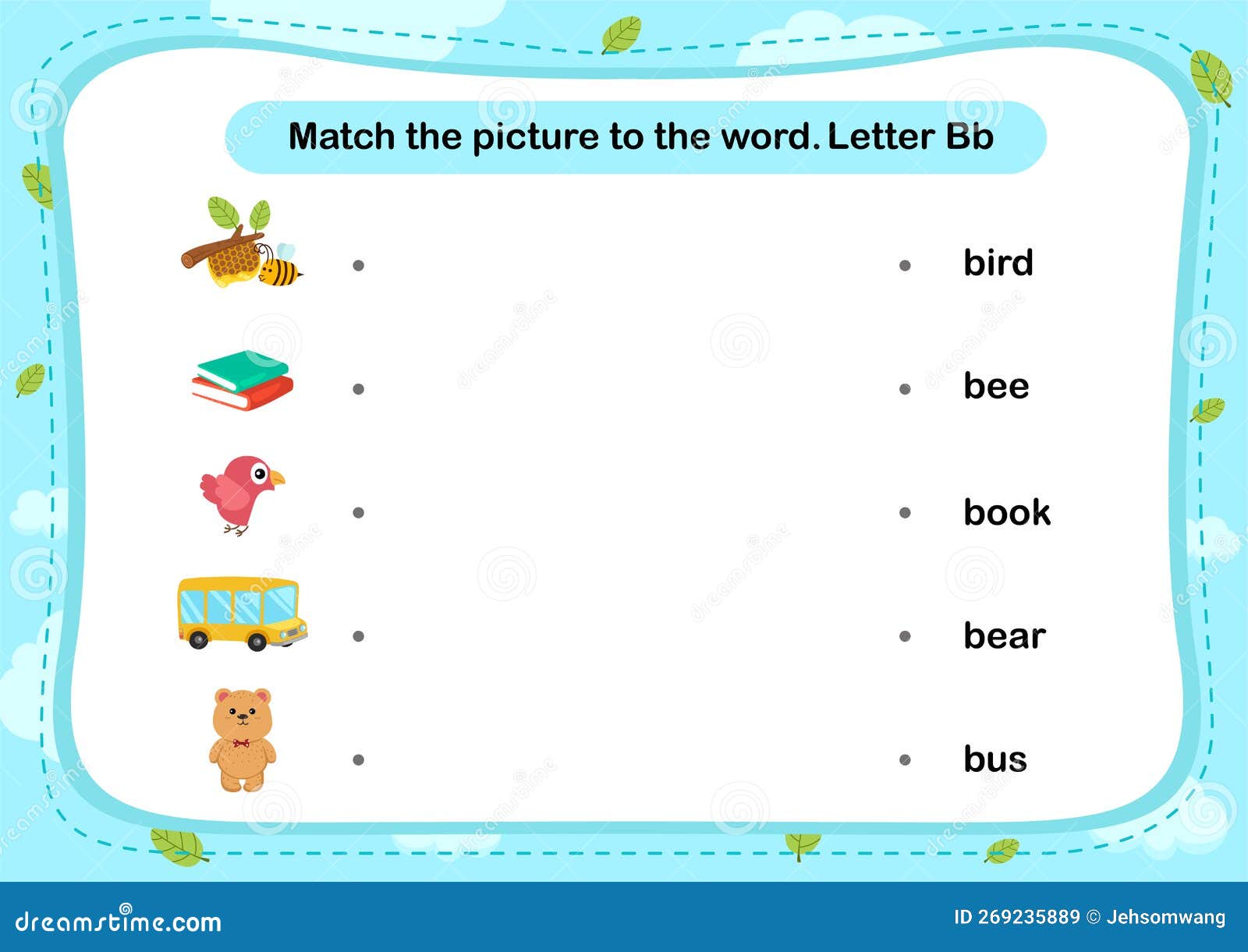 Match Words with the Correct Pictures Letter B Stock Vector ...