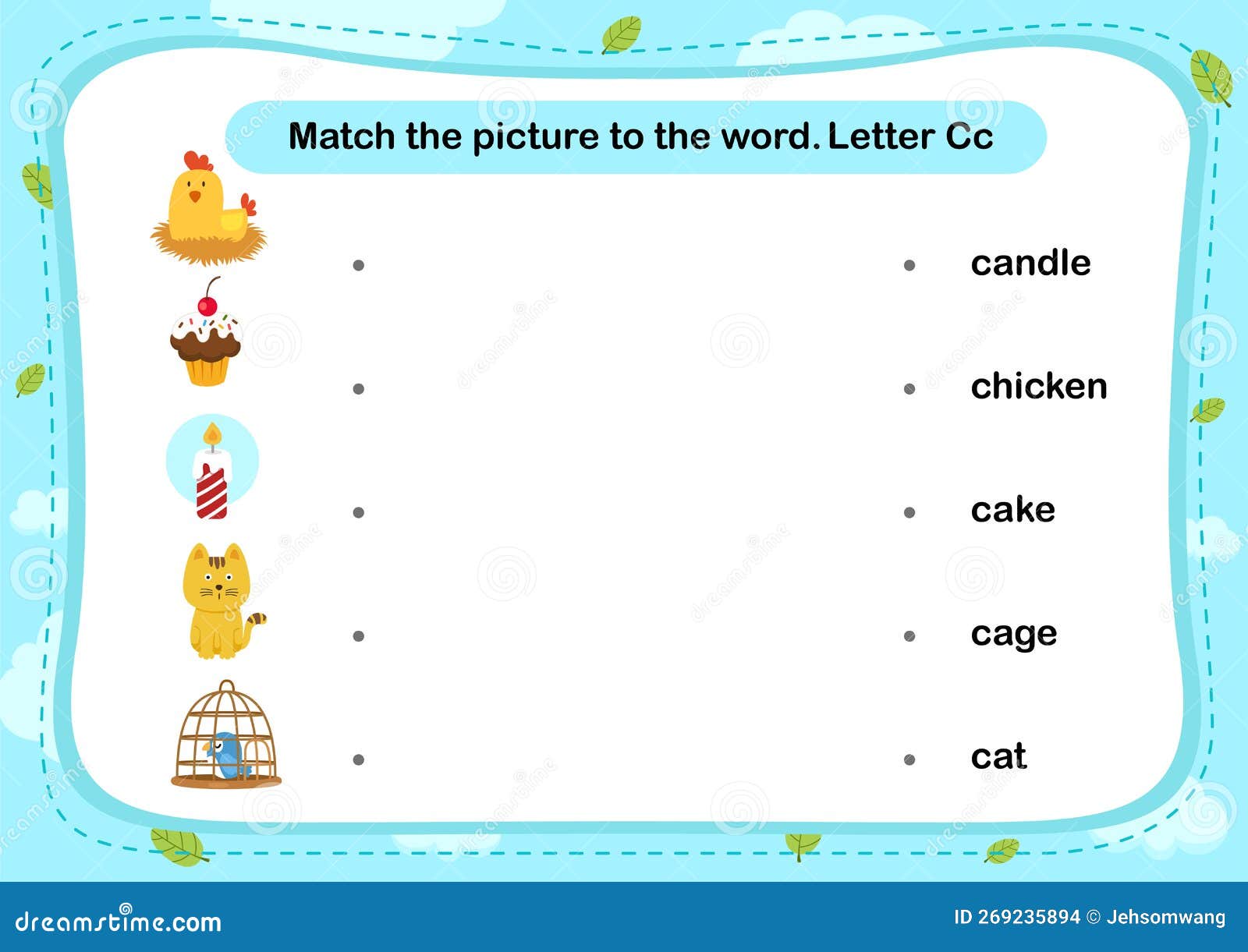 Match Words with the Correct Pictures Letter C Stock Vector ...