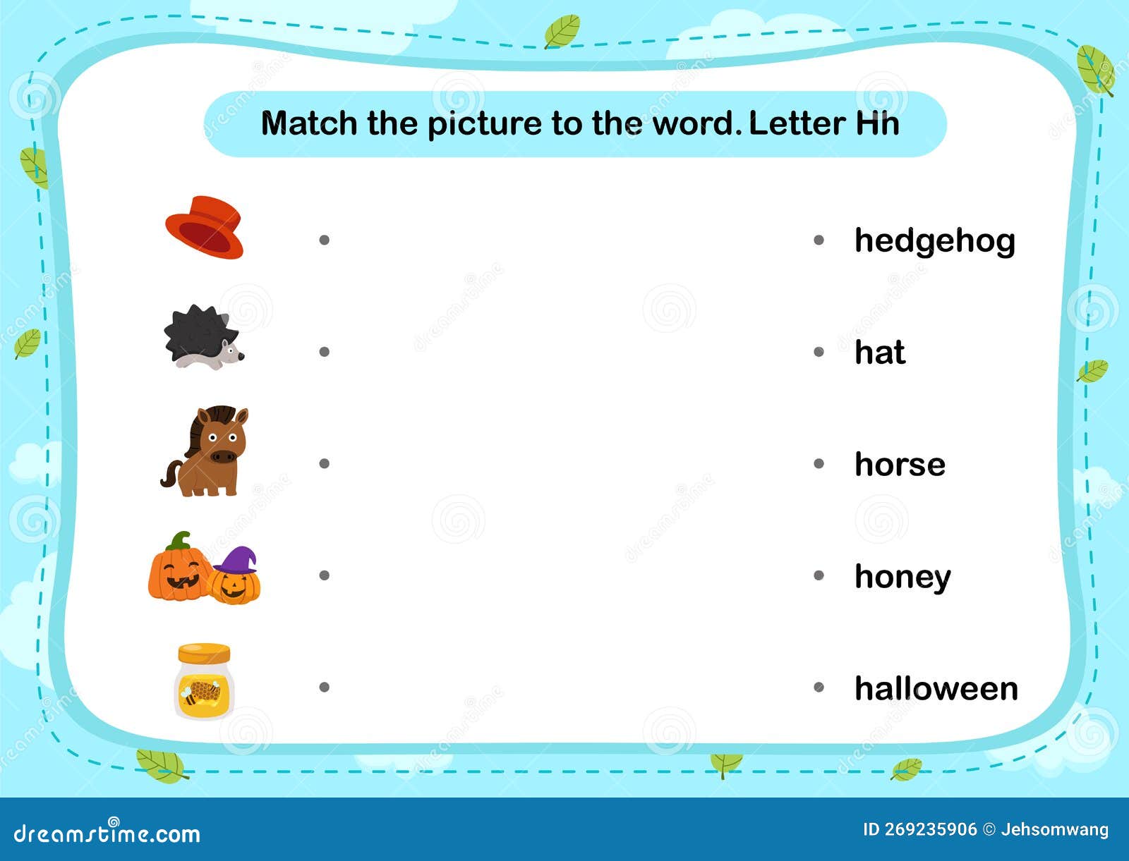Match Words with the Correct Pictures Letter H Stock Vector ...