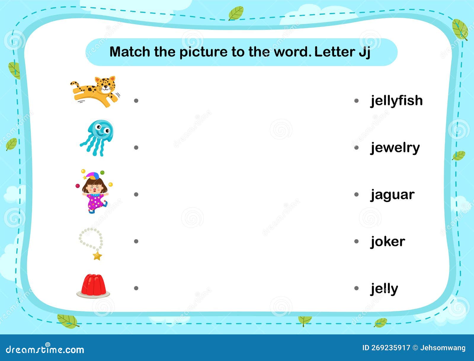 Match Words with the Correct Pictures Letter J Stock Vector ...