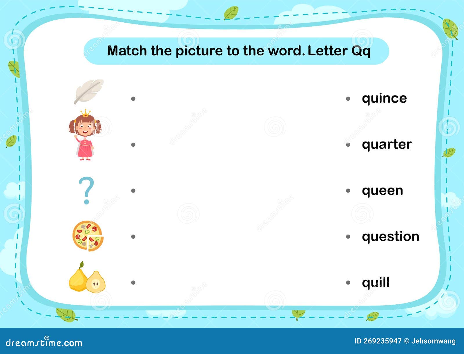 Match Words with the Correct Pictures Letter Q Stock Vector ...