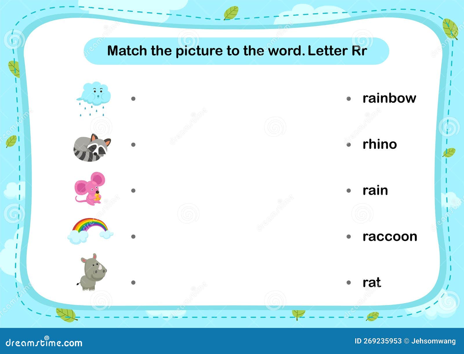 Match Words with the Correct Pictures Letter R Stock Vector ...