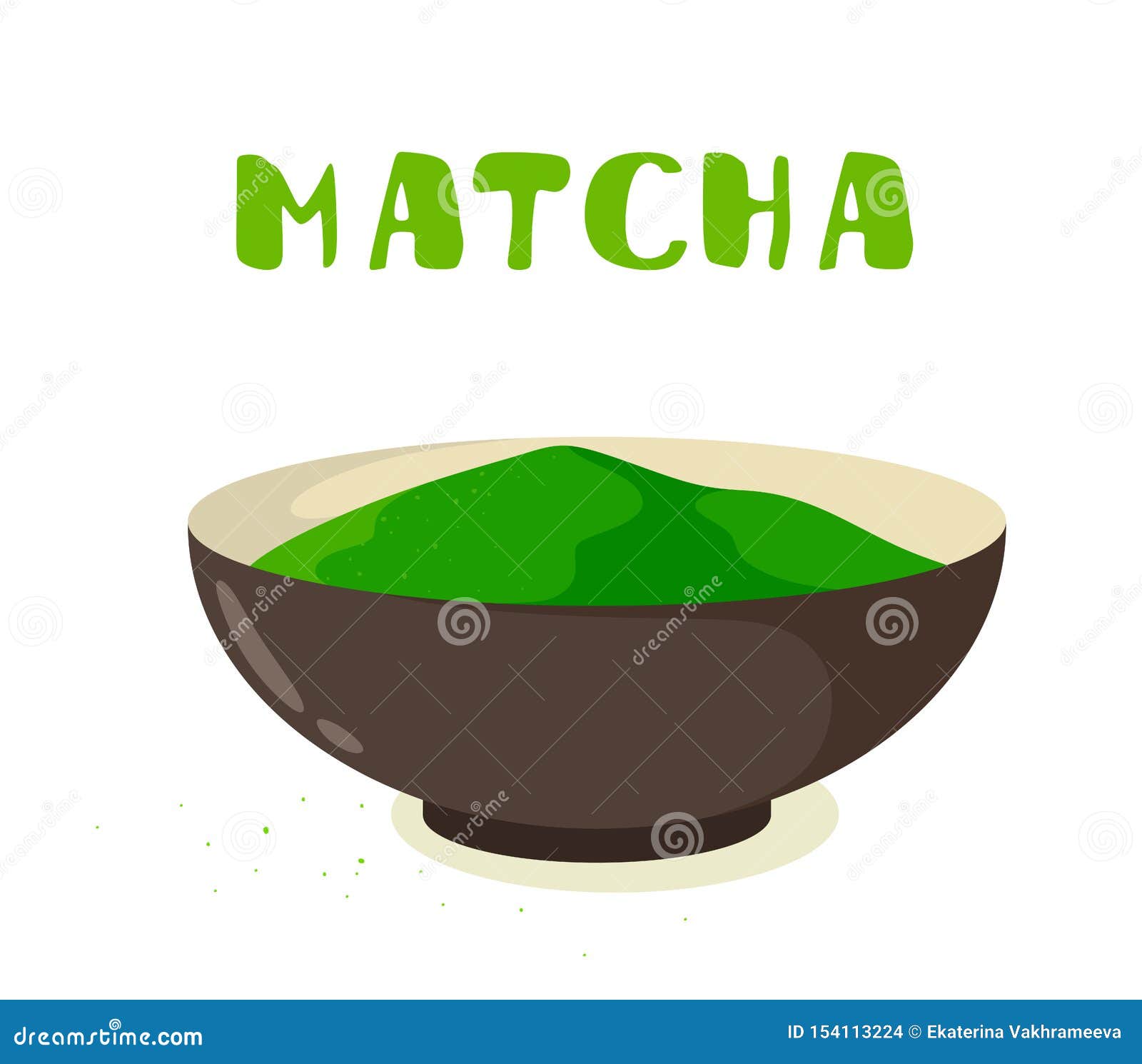Tea Matcha in a Bowl with Handwritten Text. Vector Illustration on ...