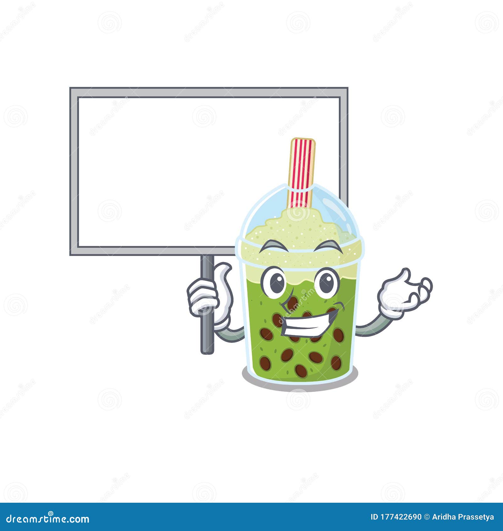 Matcha Bubble Tea Cute Cartoon Character Bring A Boardx Vector ...
