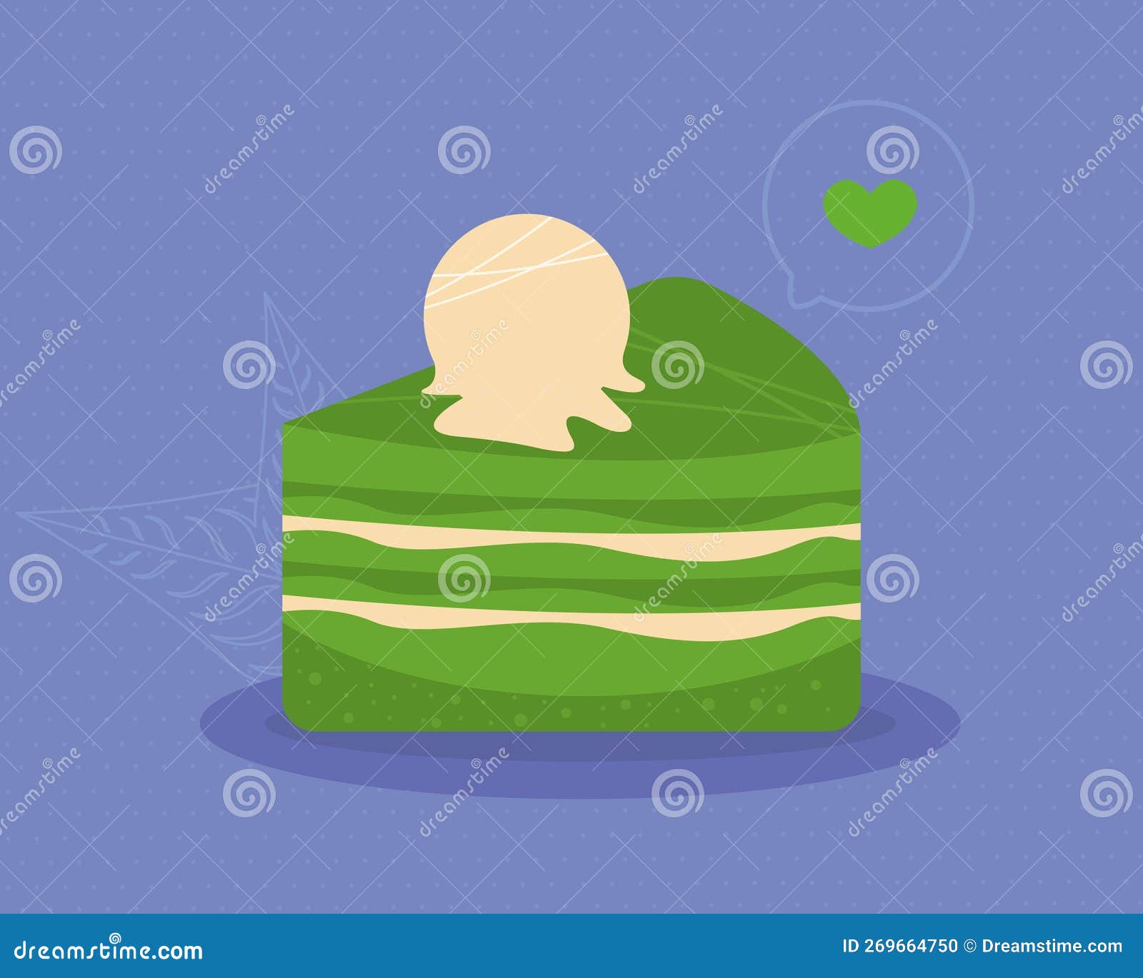 Matcha cake portion stock vector. Illustration of drink - 269664750