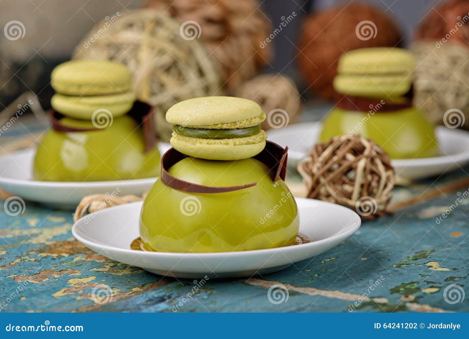 Matcha Dome Dessert Cake stock photo. Image of plate - 64241202