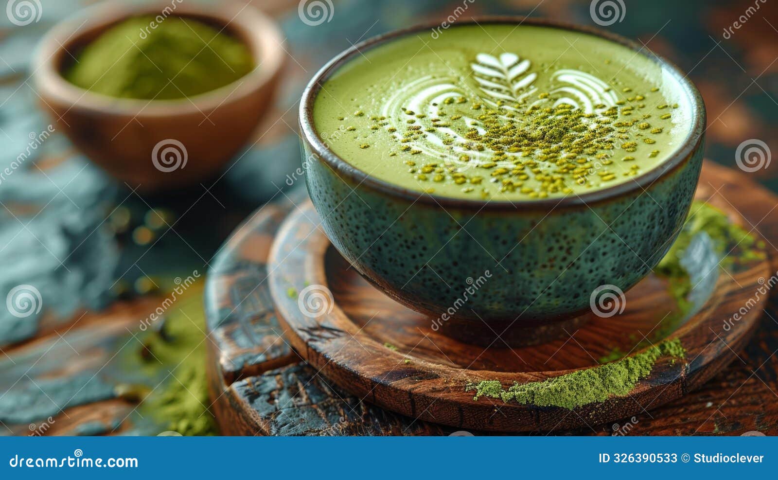 Matcha Green Tea in Artistic Cup - Generative Ai Stock Illustration ...