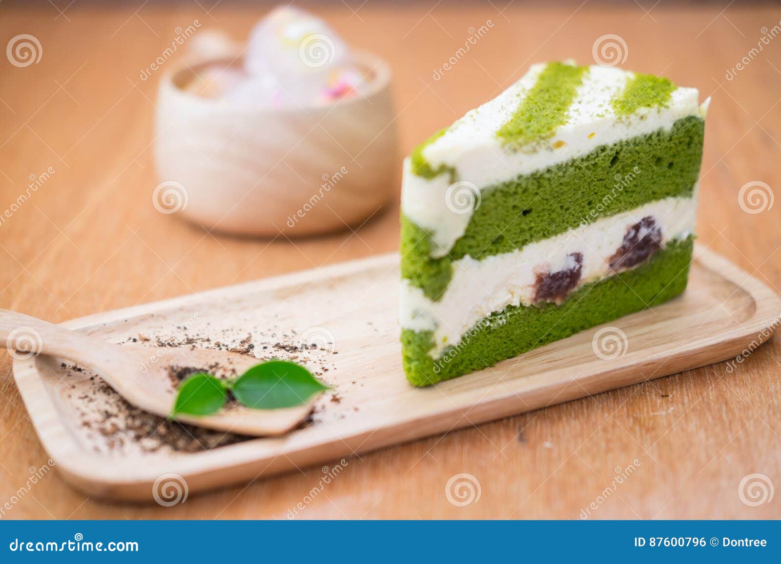 Matcha green tea cake stock photo. Image of meal, snack - 87600796