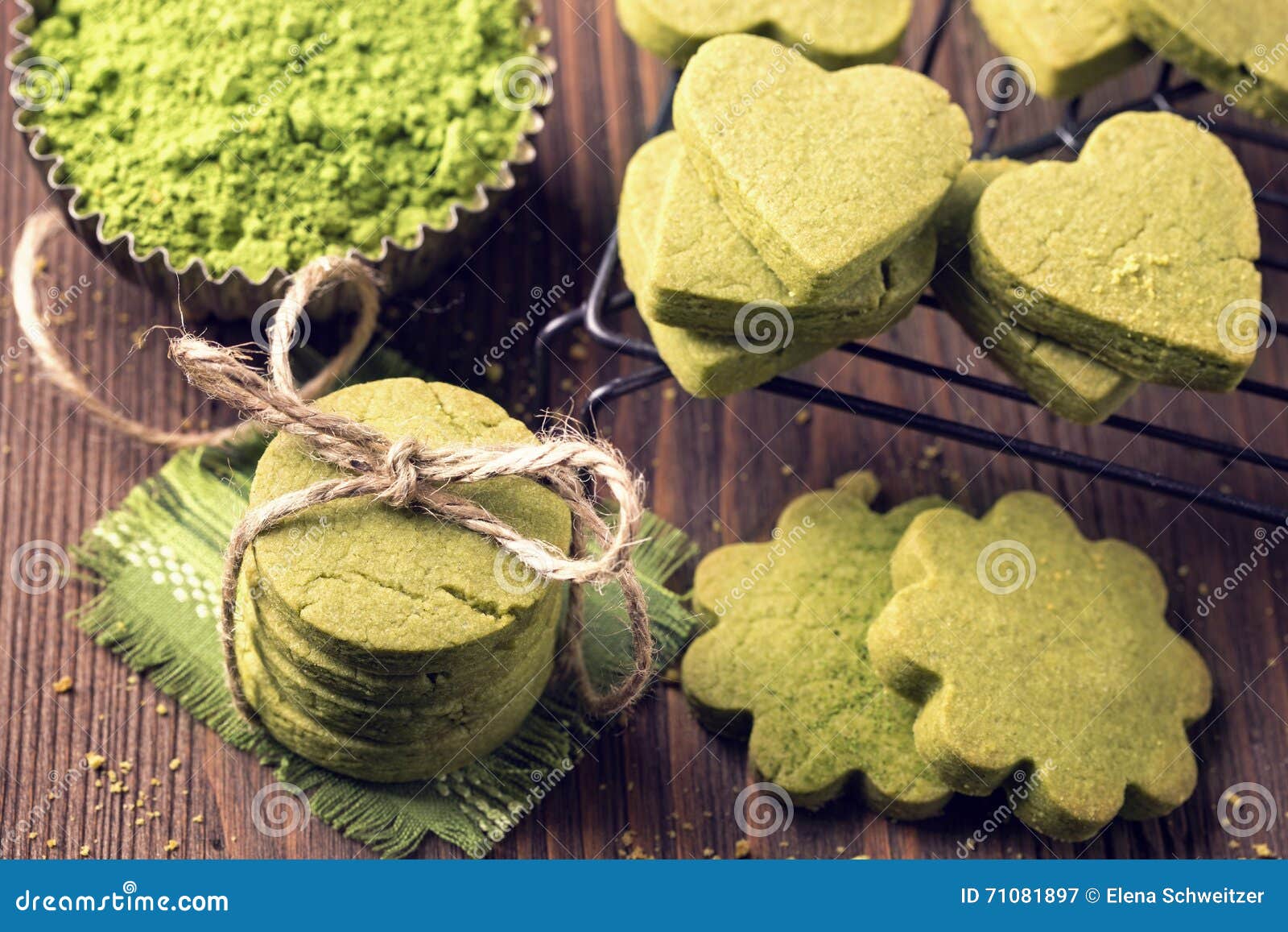 Matcha green tea cookies stock image. Image of seasoning - 71081897