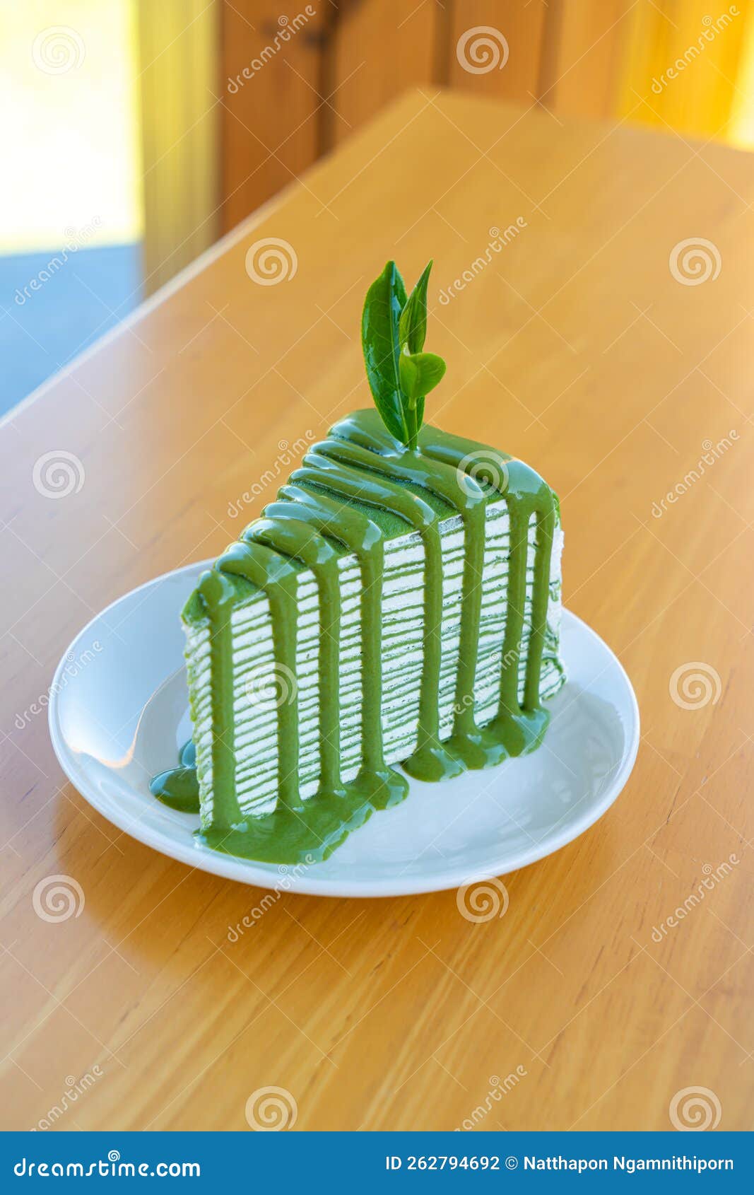 Matcha Green Tea Crepe Cake Stock Photo - Image of dish, food: 262794692
