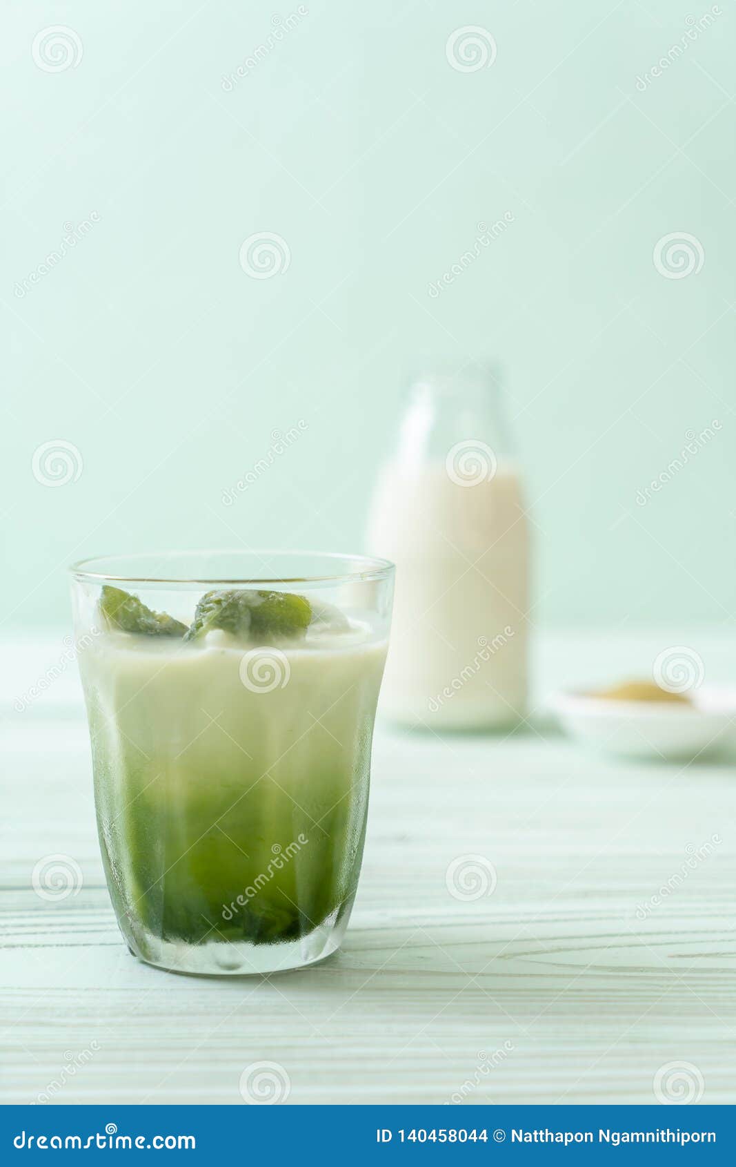 Matcha Green Tea Ice Cube with Milk Stock Photo - Image of iced ...