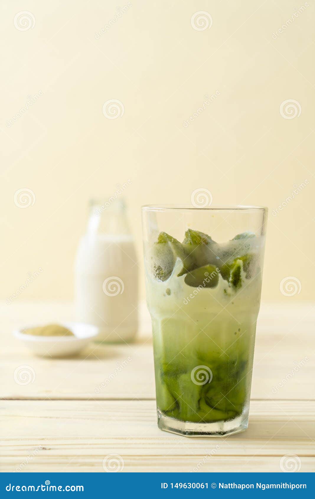 Matcha Green Tea Ice Cube with Milk Stock Image - Image of matcha, milk ...