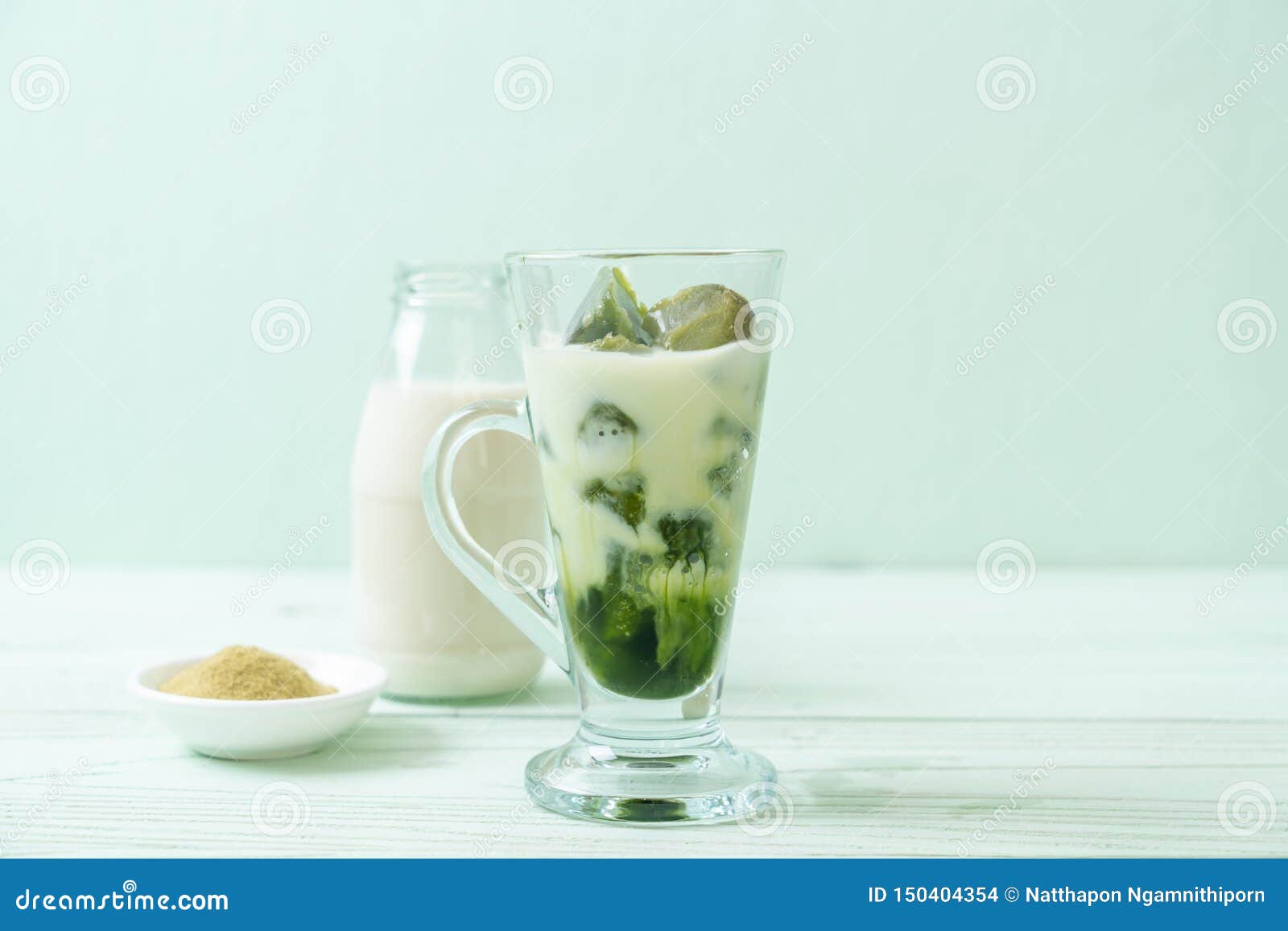 Matcha Green Tea Ice Cube with Milk Stock Photo - Image of organic ...