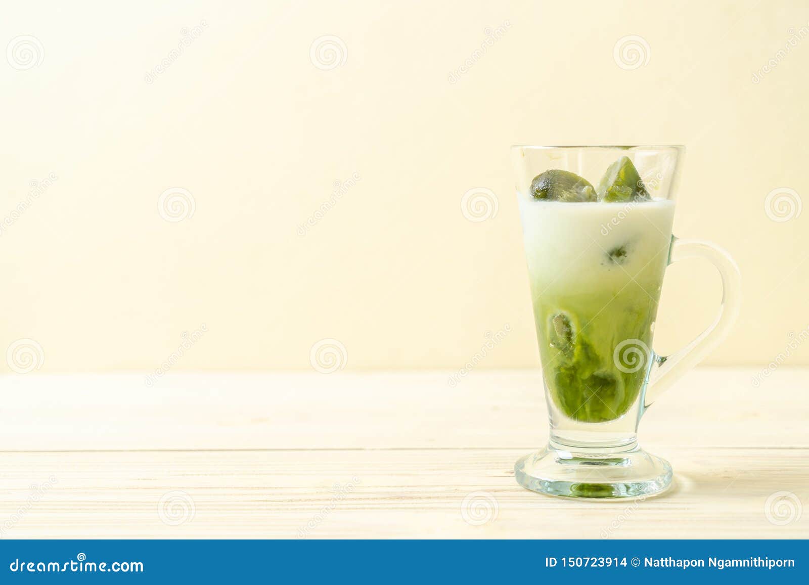 Matcha Green Tea Ice Cube with Milk Stock Photo - Image of glass, milk ...