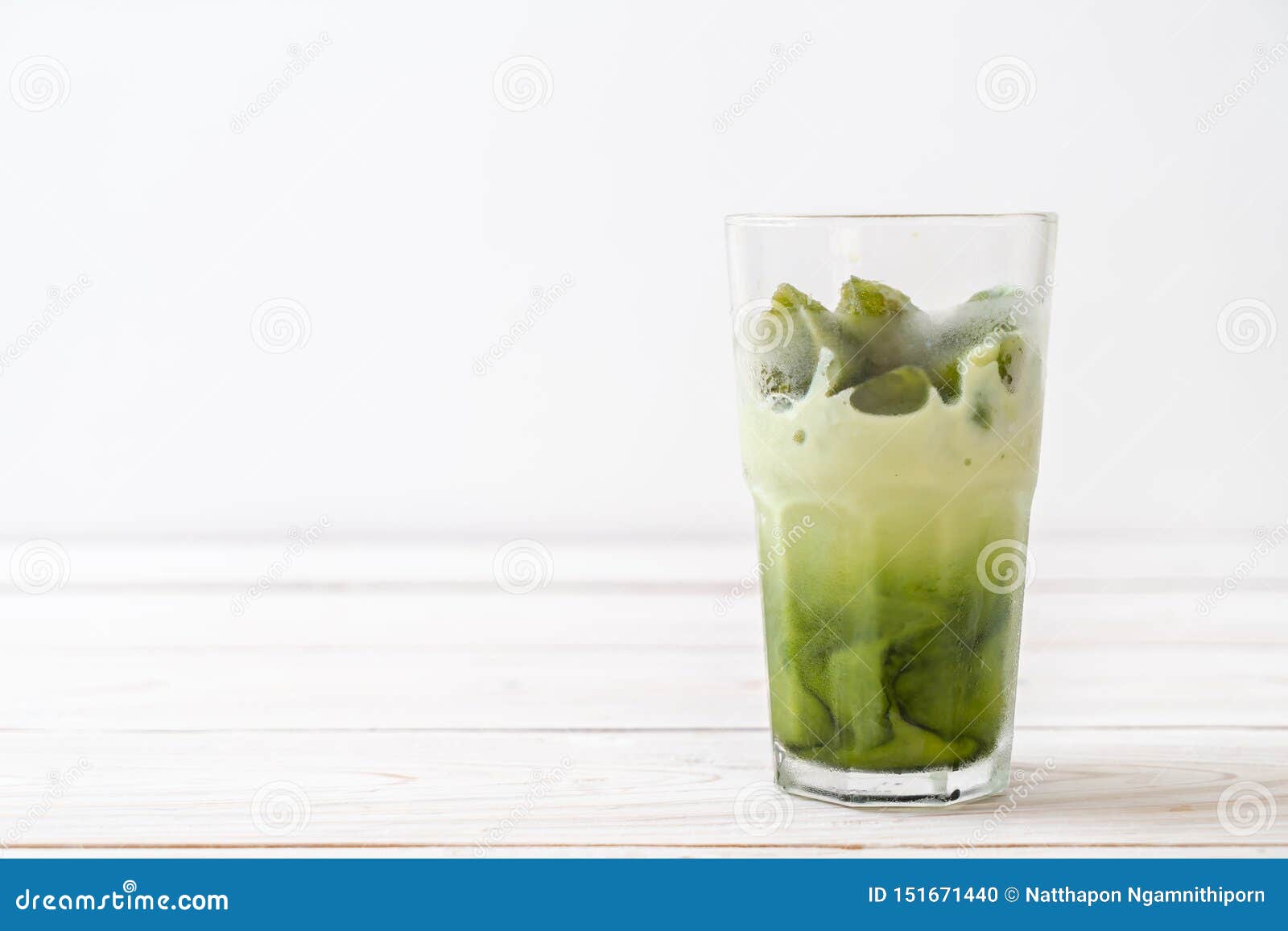 Matcha Green Tea Ice Cube with Milk Stock Photo - Image of summer ...
