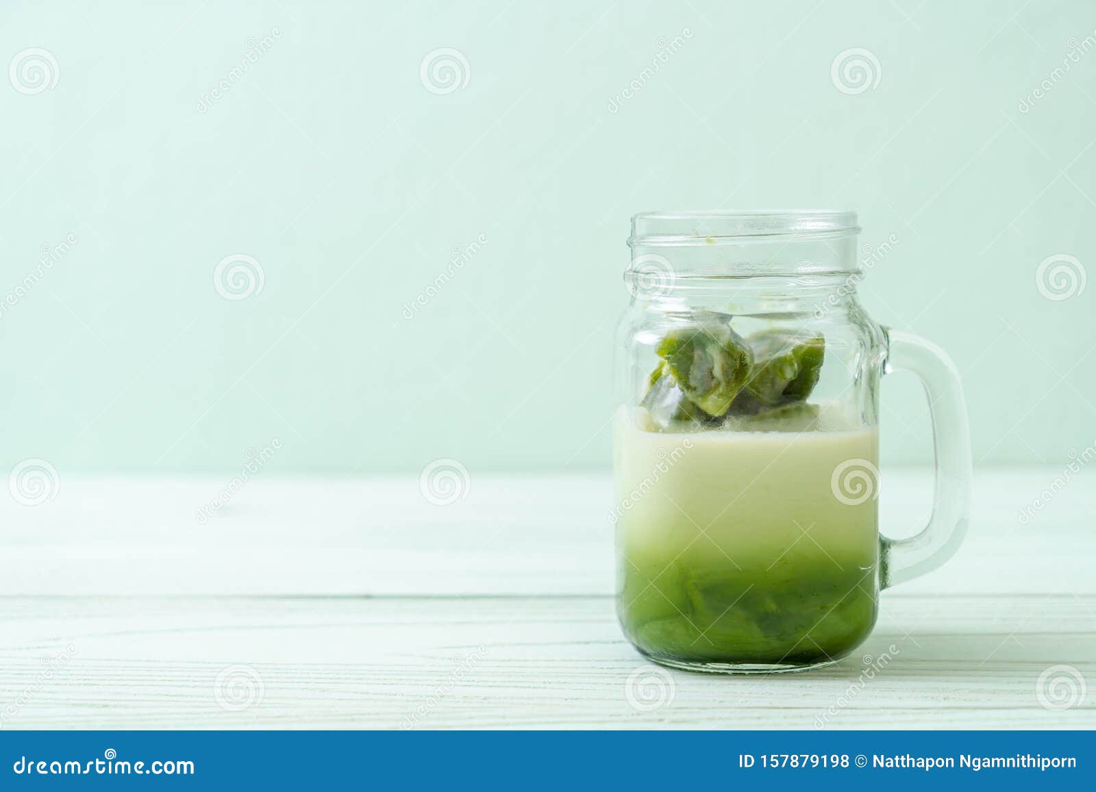 Matcha Green Tea Ice Cube with Milk Stock Photo - Image of homemade ...