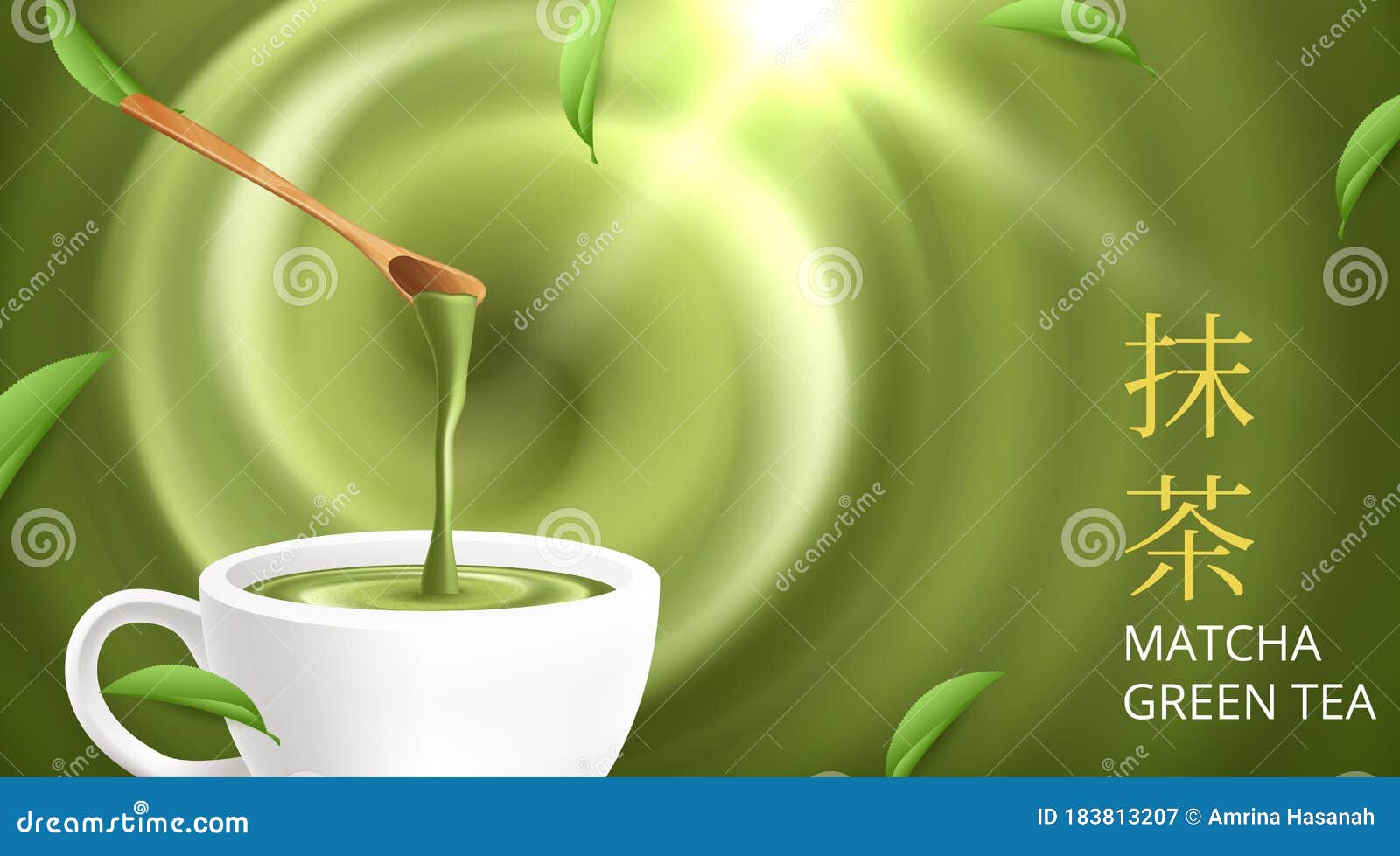 Matcha Green Tea Ice Latte. Vector Illustration Stock Vector ...