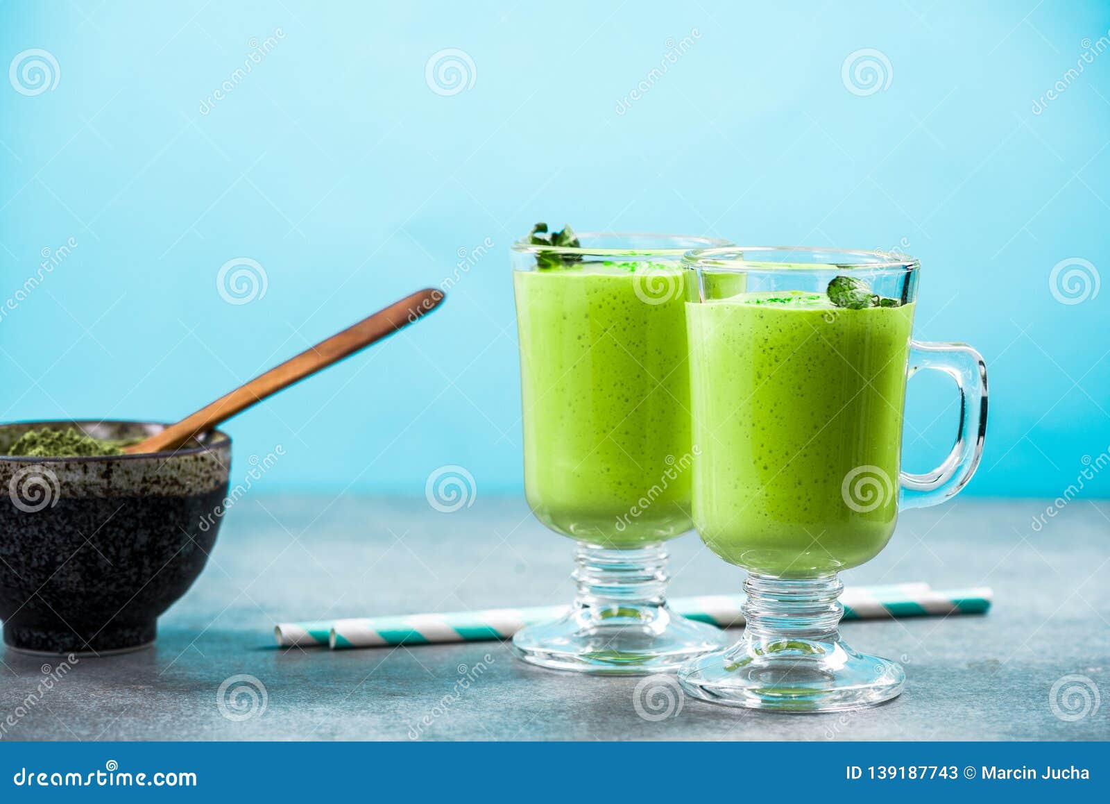Matcha Green Tea Milk Shake or Smoothie Stock Image - Image of shake ...