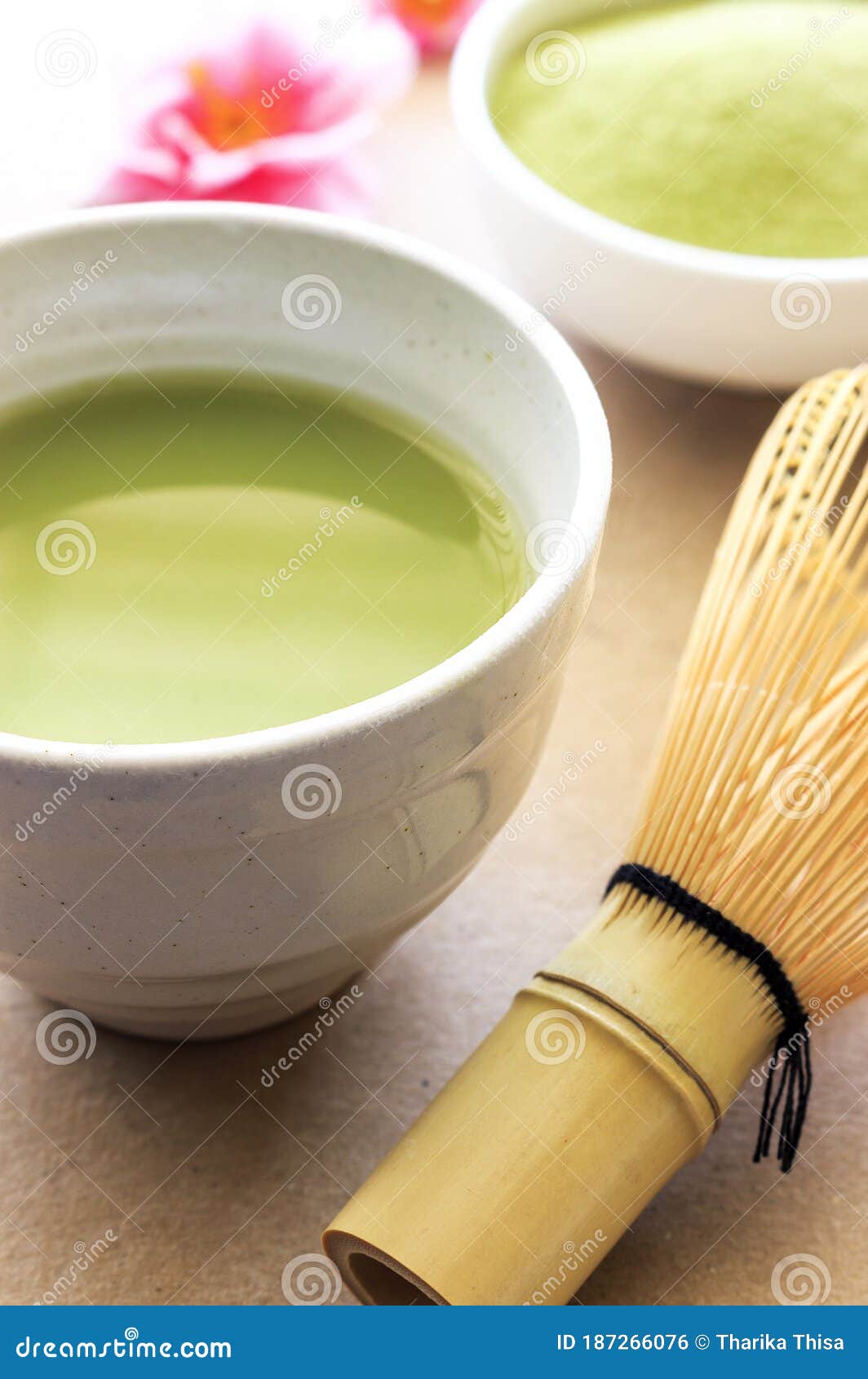 Matcha Fine Powdered Green Tea on Paper Texture with Warm Fall Colors ...