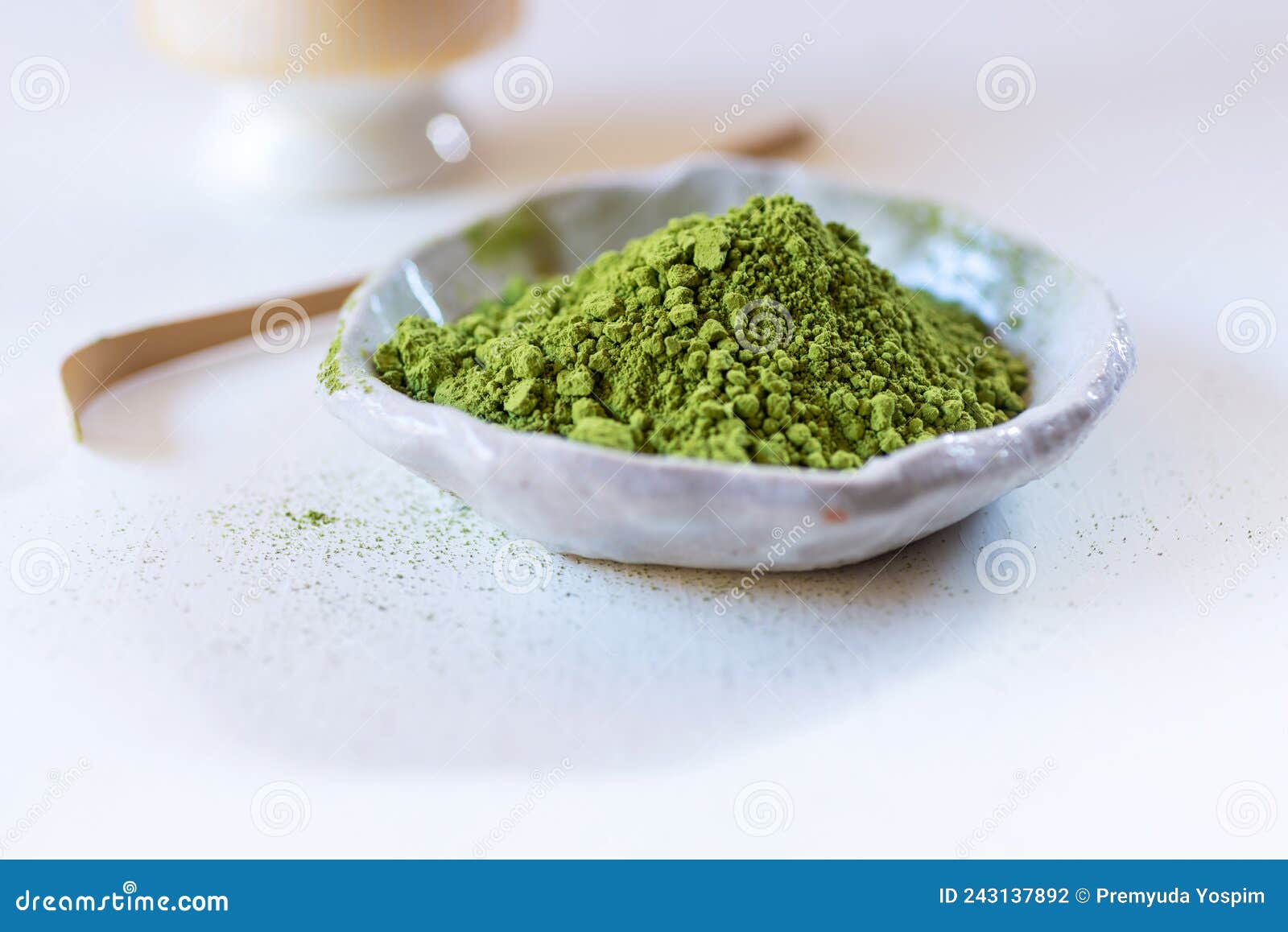 Matcha Green Tea Powder in Ceramic Plate. Stock Photo - Image of nature ...