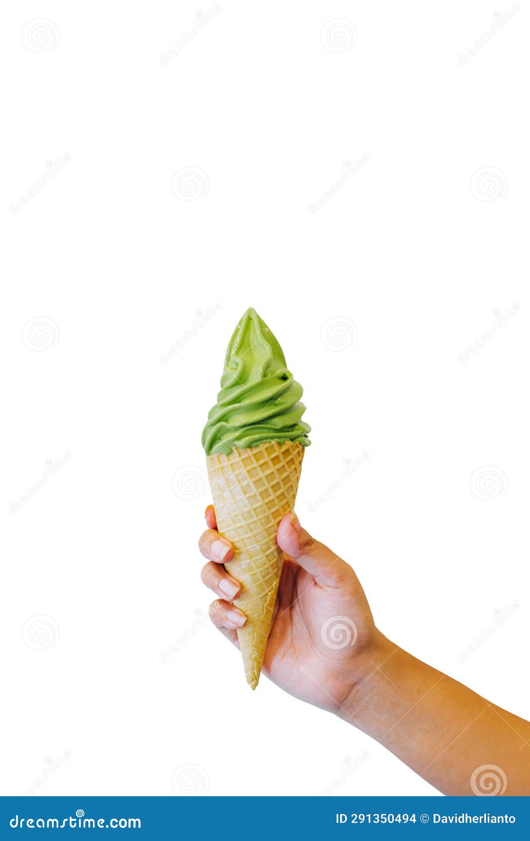 Matcha Ice Cream Cone Isolated White Background Stock Photo - Image of ...