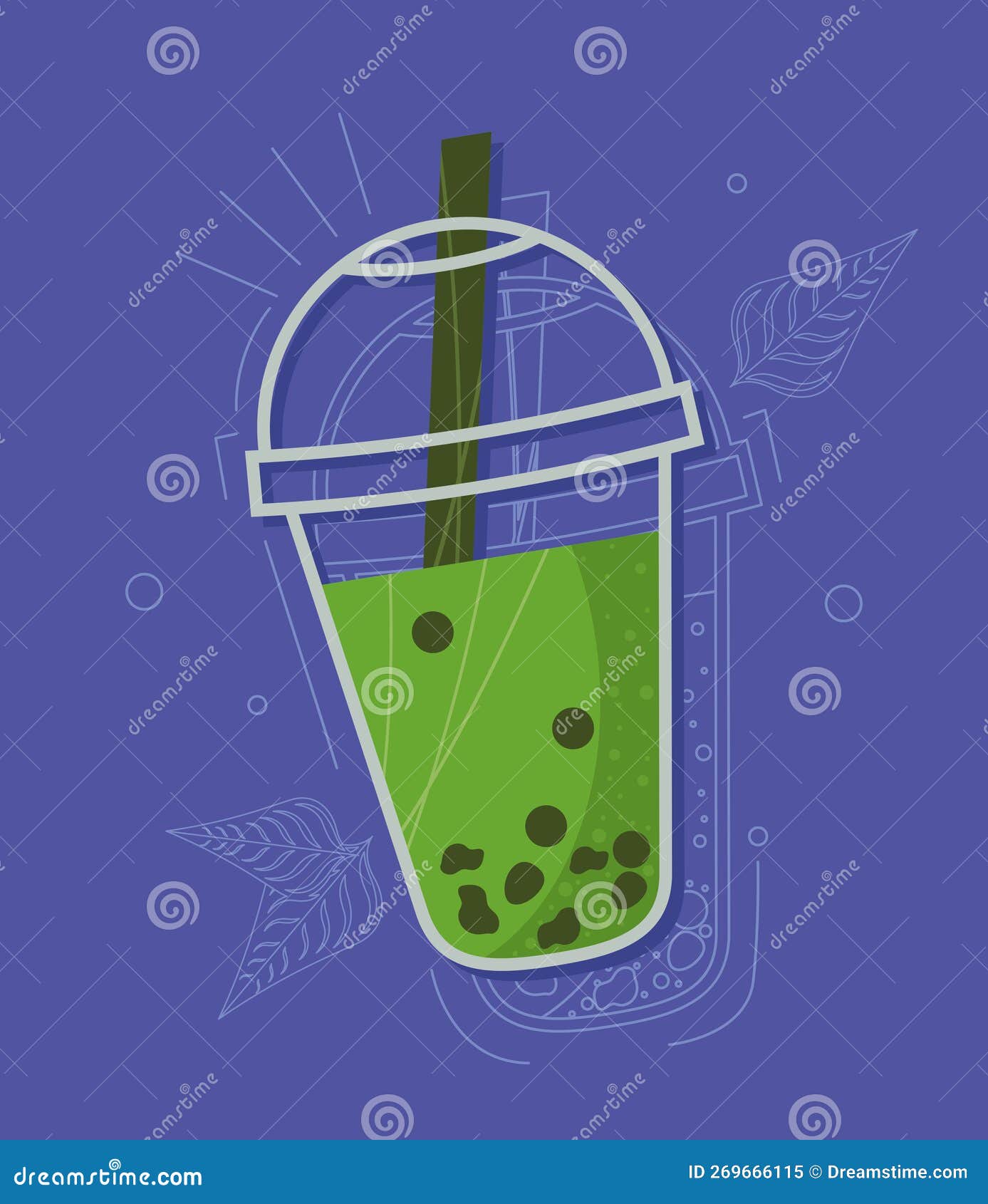 Matcha iced drink stock vector. Illustration of glass - 269666115