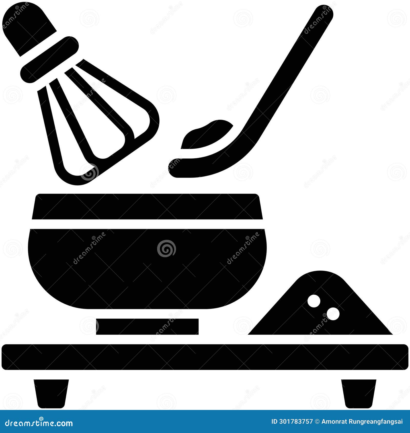 Matcha Tea Icon Leaf In Bowl Outline Vector | CartoonDealer.com #242885053