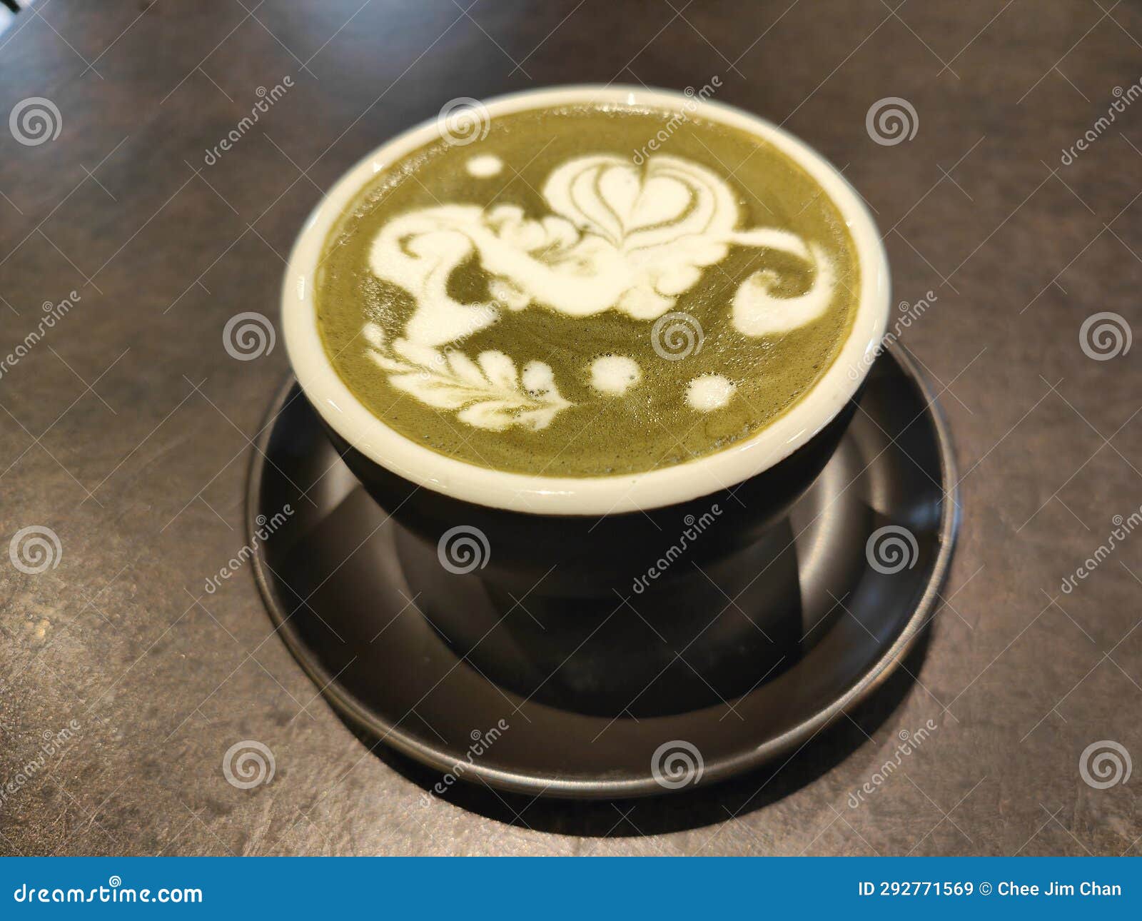 Matcha Latte with design stock image. Image of latte - 292771569