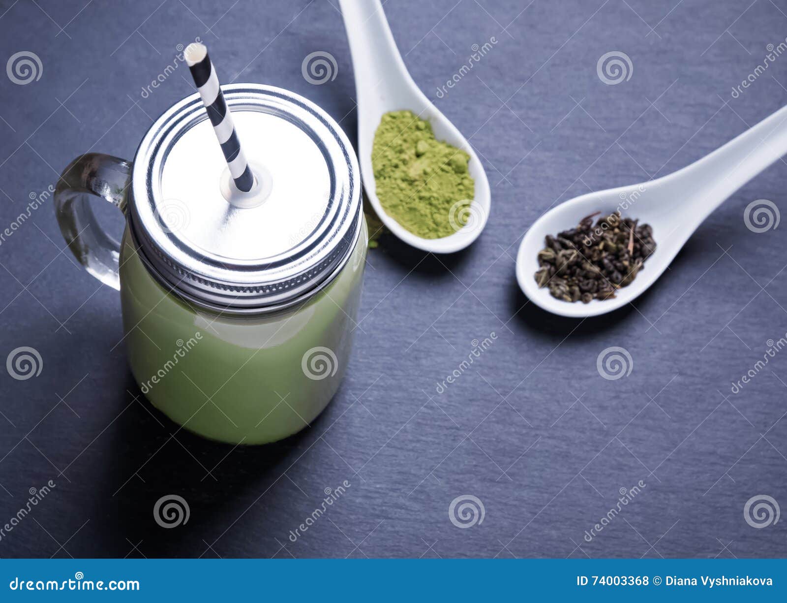Matcha Latte in a Glass Jar Stock Photo - Image of asian, freshness ...