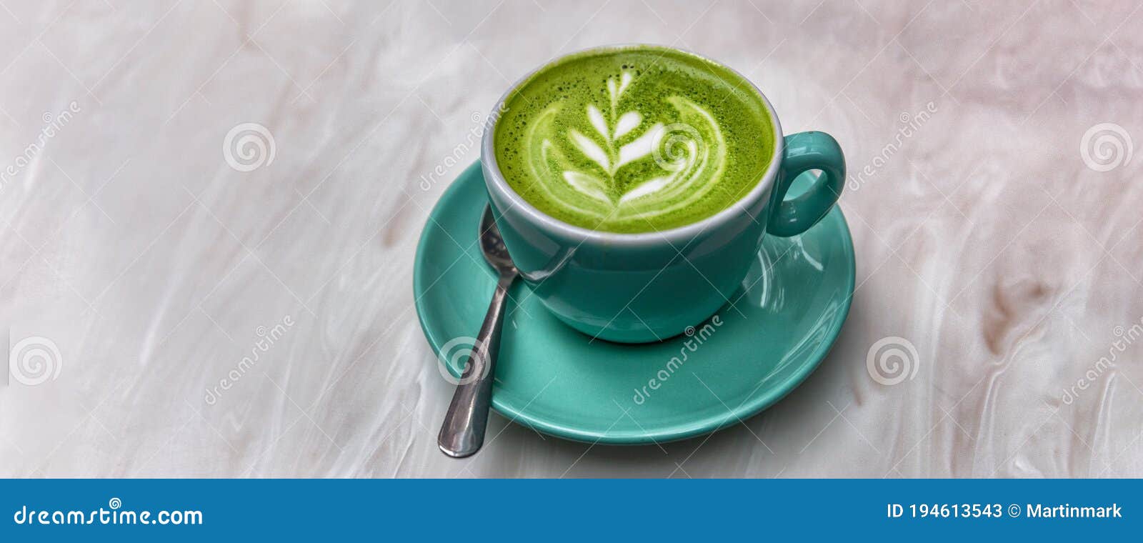 Matcha Latte Green Tea Cup Background Panorama Banner Stock Image ...