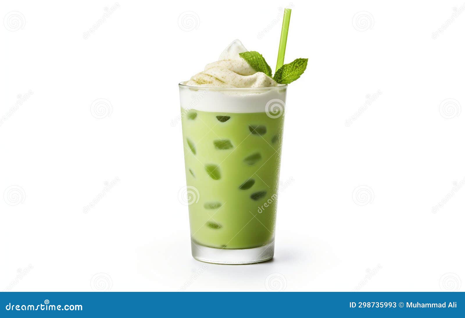 Matcha Latte Marvel on White Background Stock Image - Image of ...