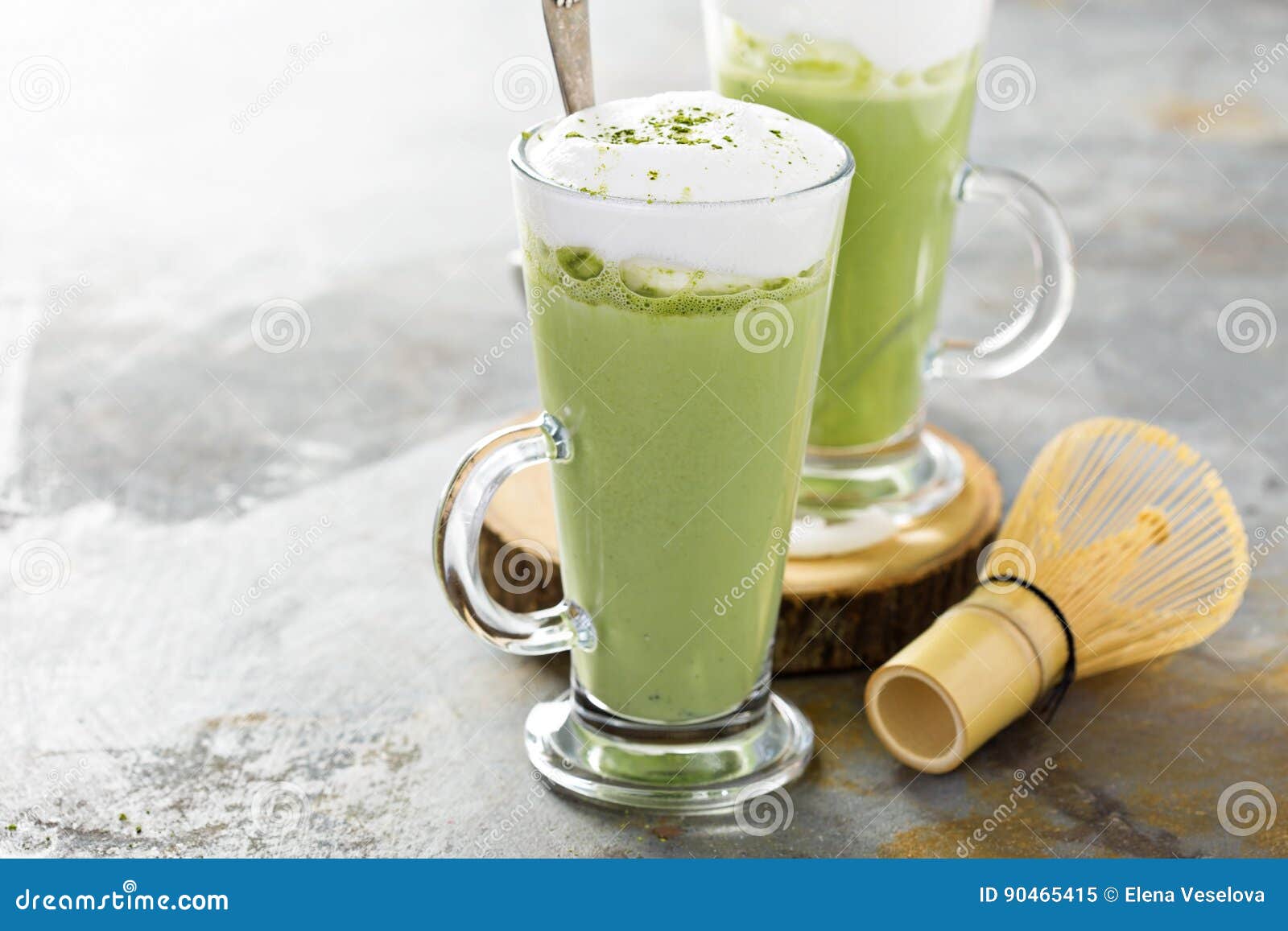 Matcha Latte in Tall Glasses Stock Image - Image of drink, organic ...